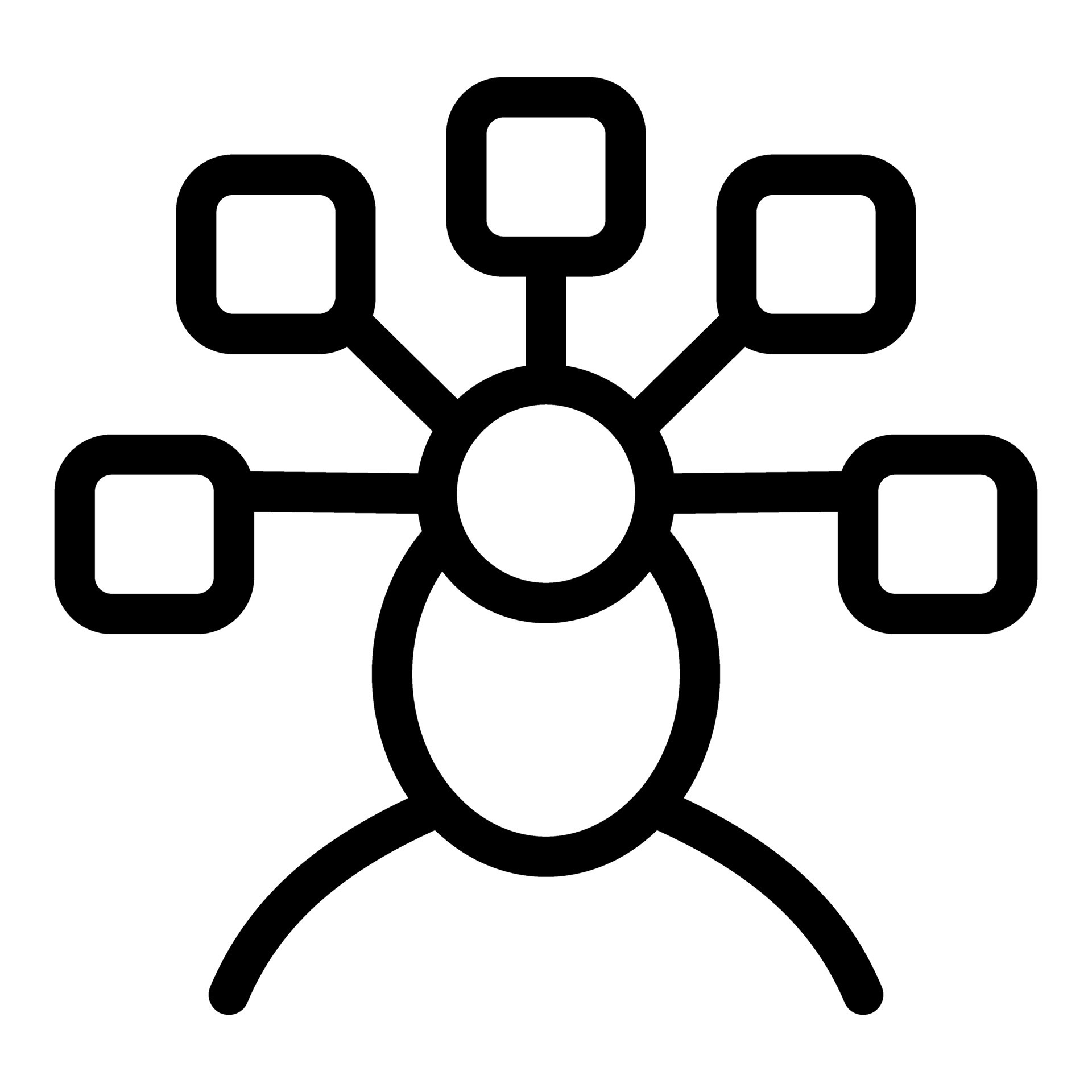 Person managing multiple tasks with connections and circles icon ...