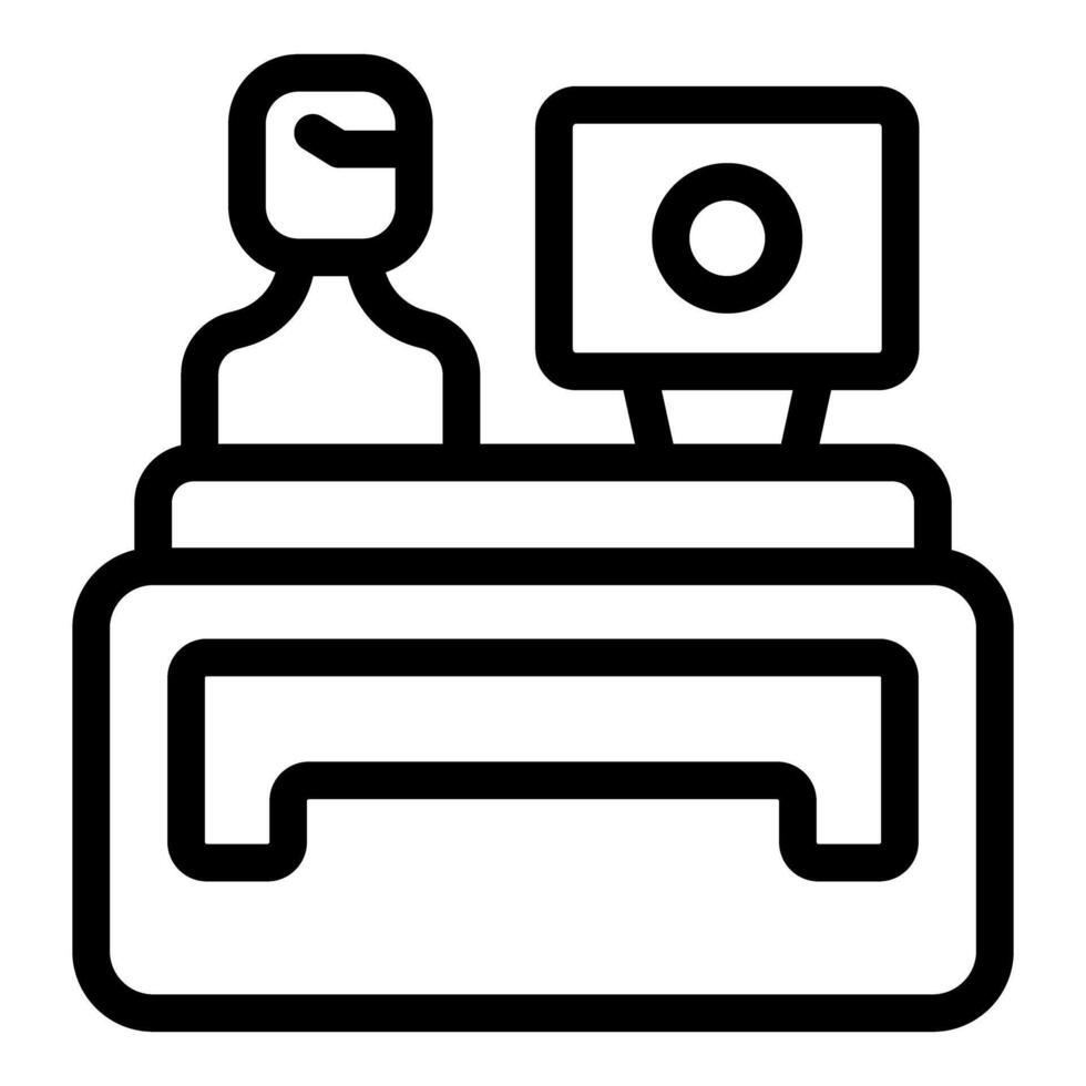 Office worker sitting at desk working on computer icon 47786977 Vector ...