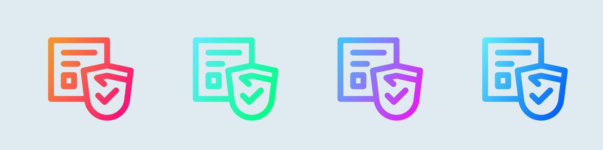 Secure Connection Line Icon In Gradient Colors Network Signs