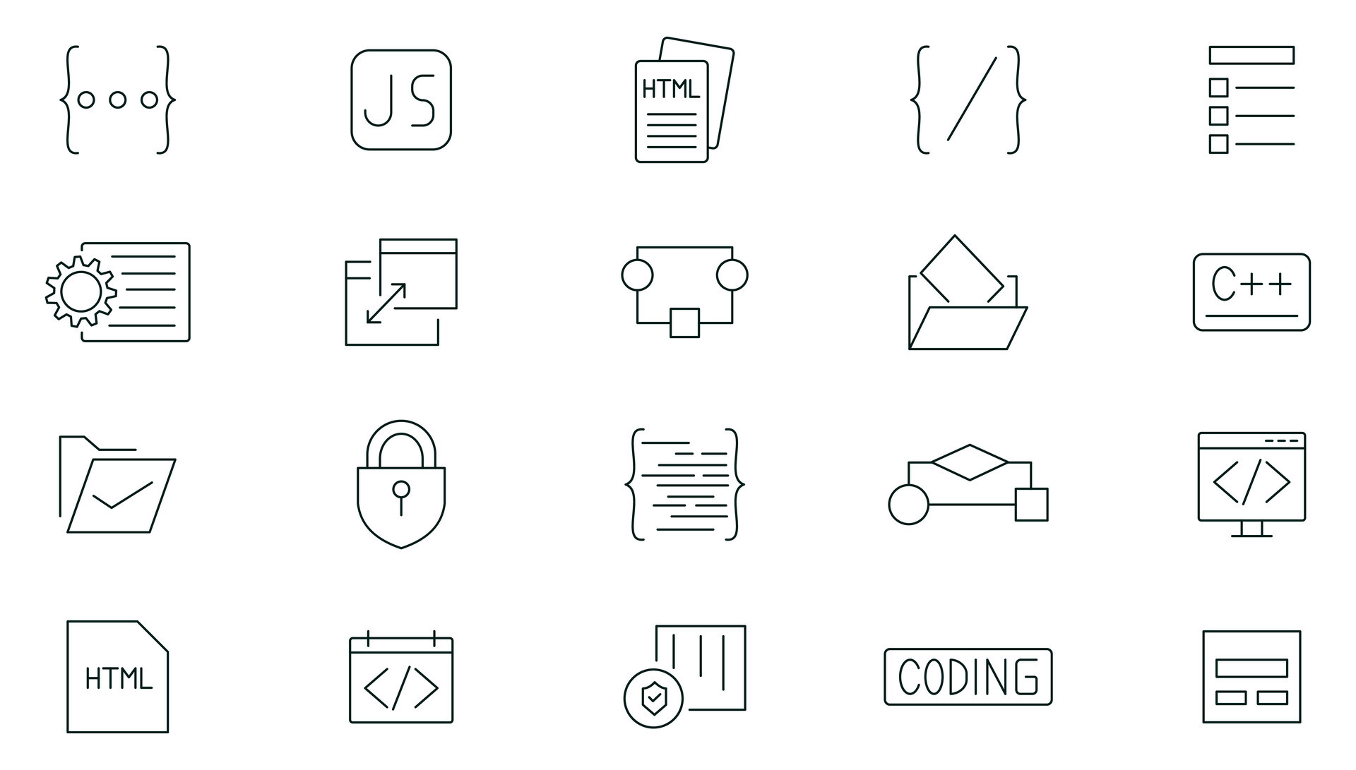 Programming and coding line icons set. Information technology, software ...