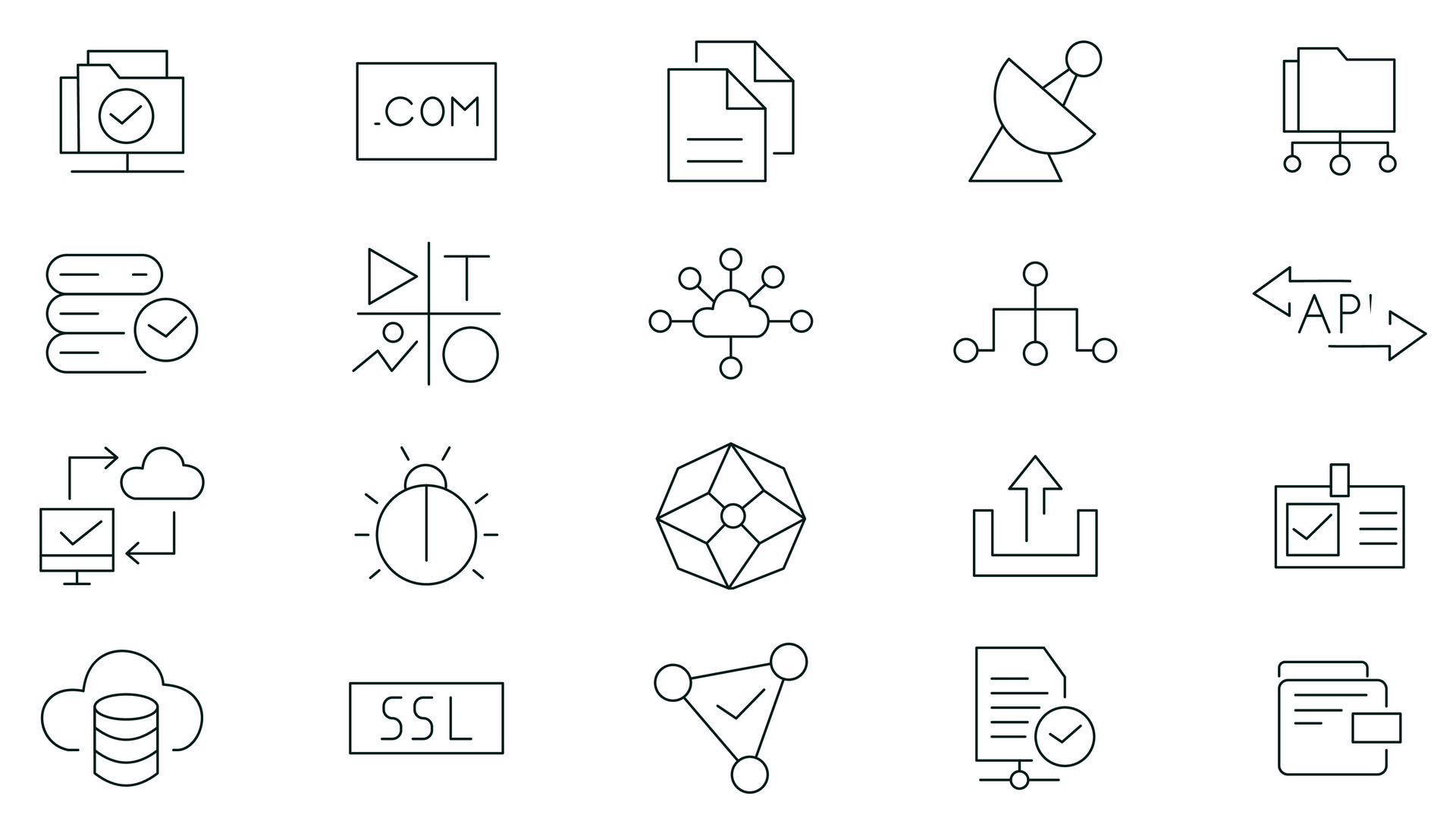 Information Technology Web Icon Set Web Hosting Line Icons Pack Data Analytics Database Big