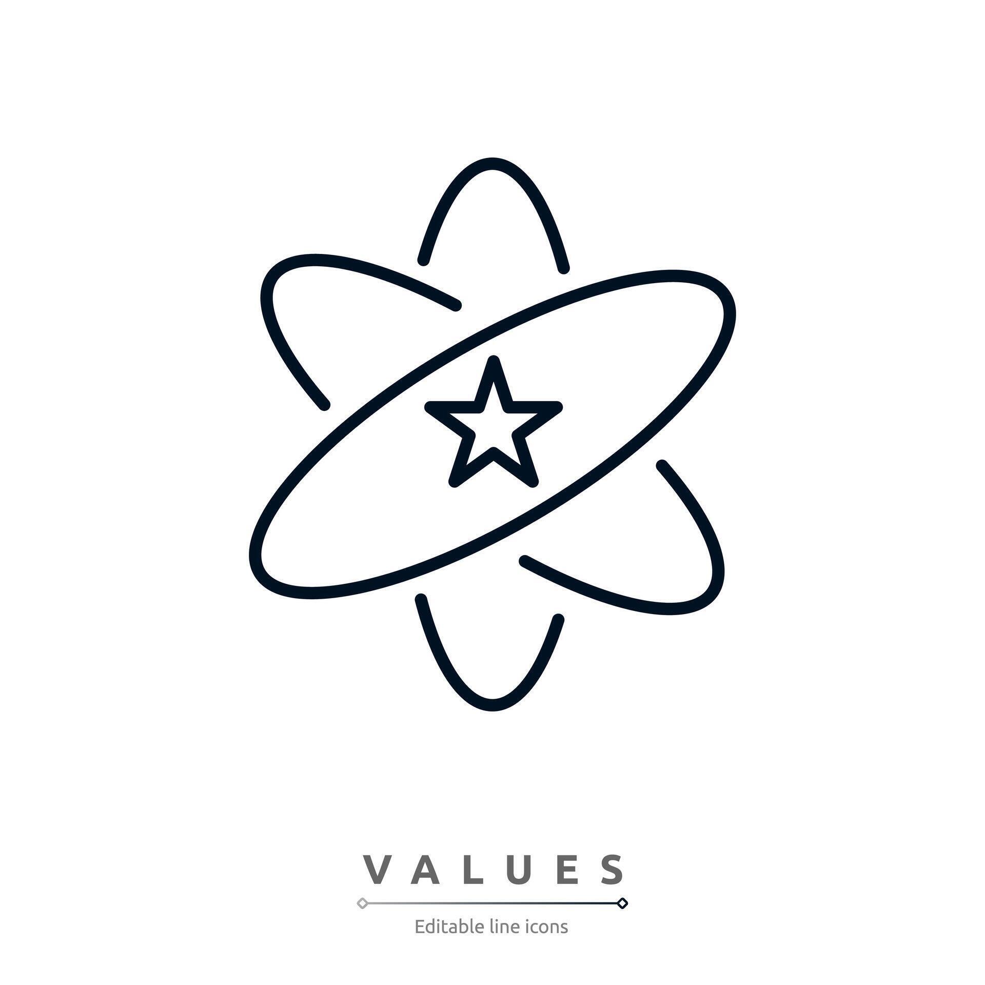 Values icon illustration. Mission, Vision and Values of company with ...