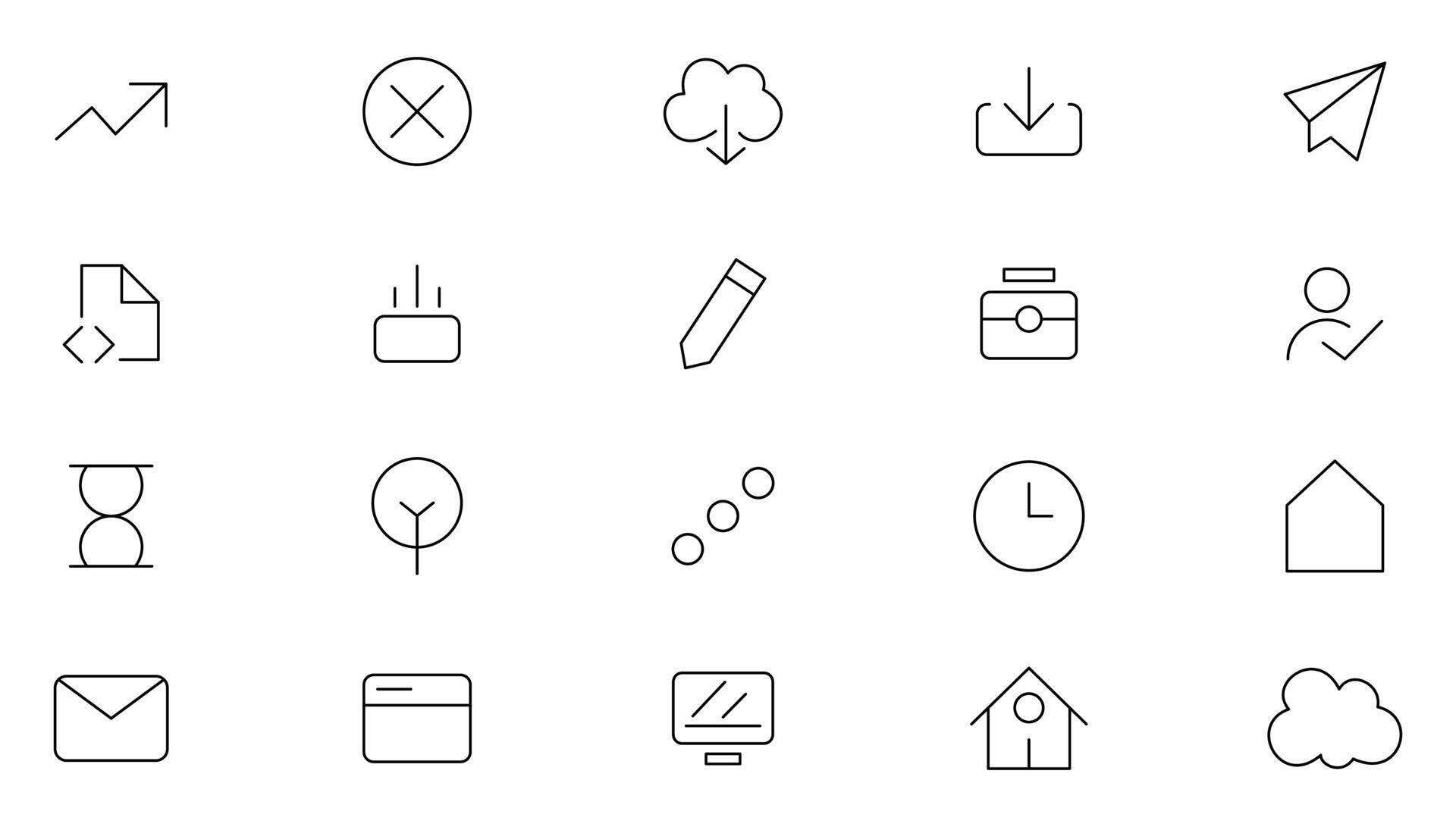 Basic interface UX UI linear icon set. UI UX interface icons. User, profile, message, app ...