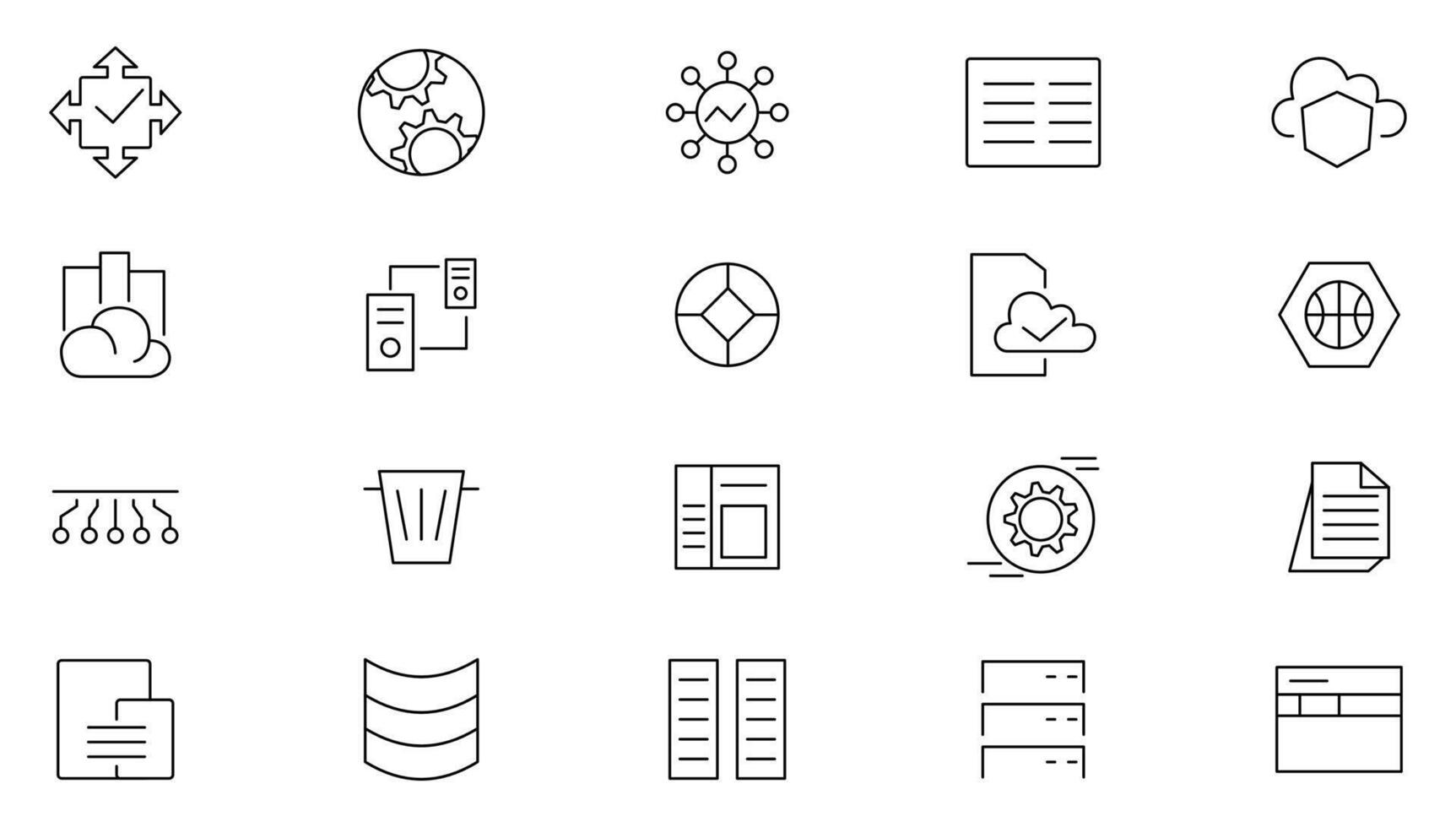 Data Storage Thin Line Icon Set Big Data Data Security Cloud Computing And Technology Outline