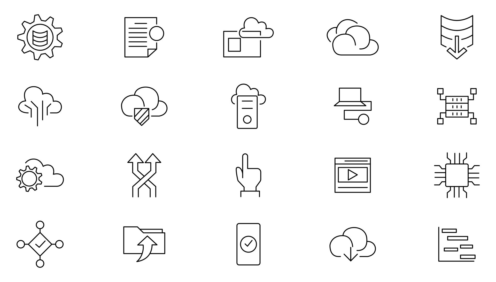 Data Storage Thin Line Icon Set Big Data Data Security Cloud Computing And Technology Outline