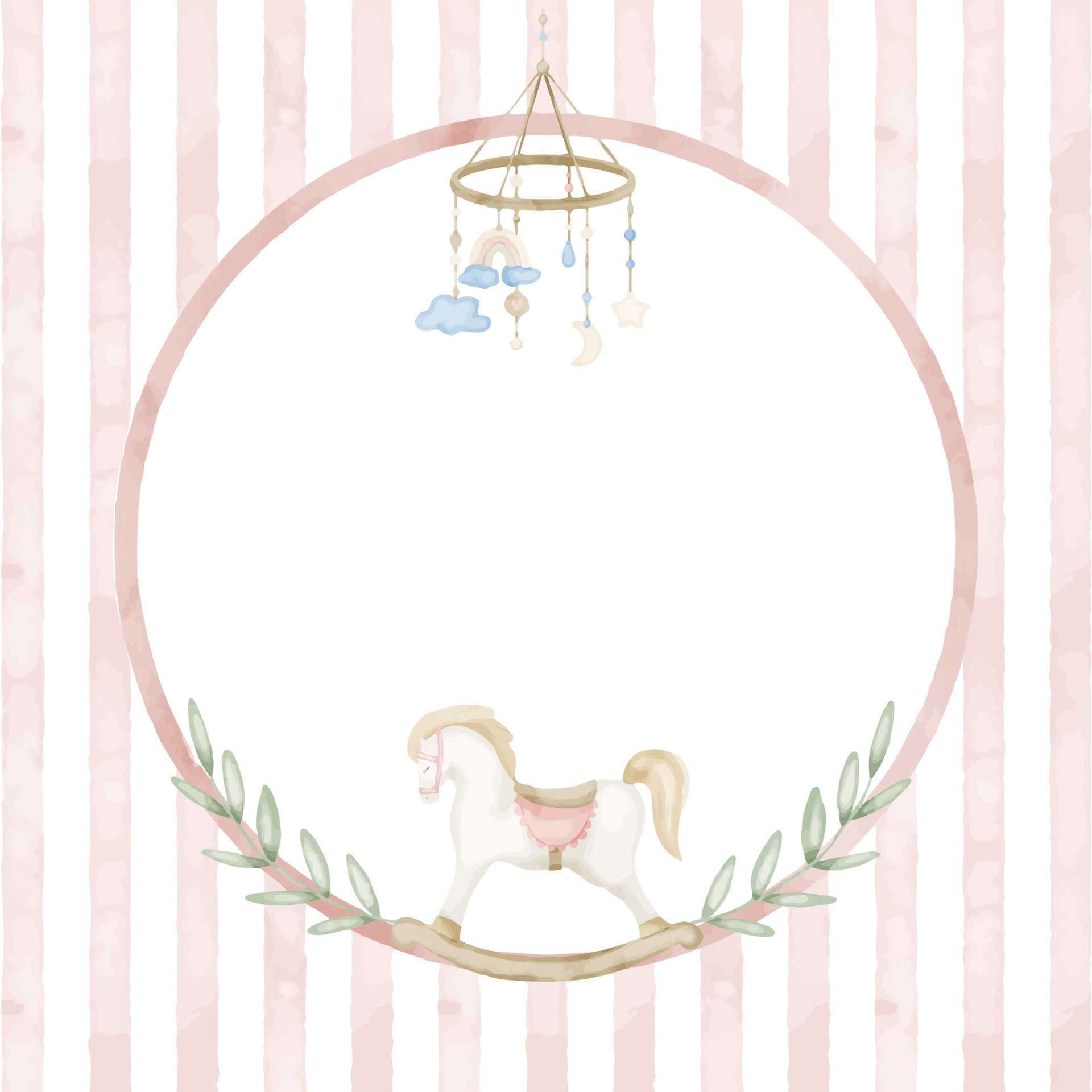 acuarela marco para bebé ducha tarjetas ilustración para niña cumpleaños en pastel rosado ...