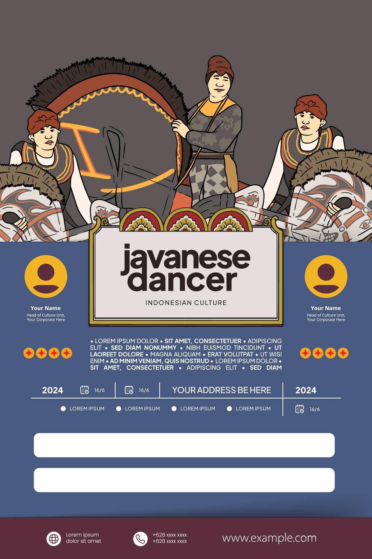Tourism Event poster design template with jathilan Javanese culture ...