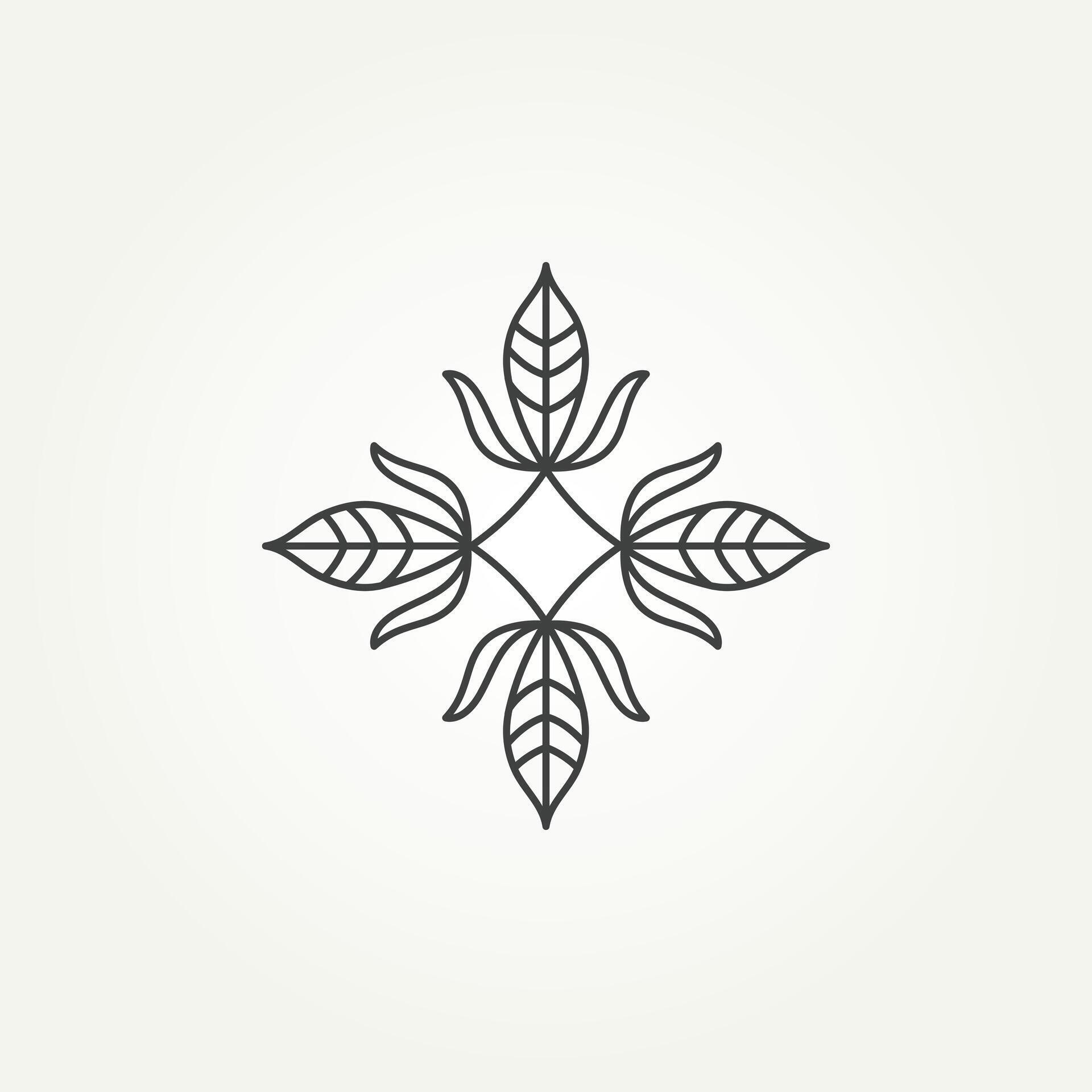 minimalist witch's knot with leaves line art icon logo illustration design. simple modern wicca ...