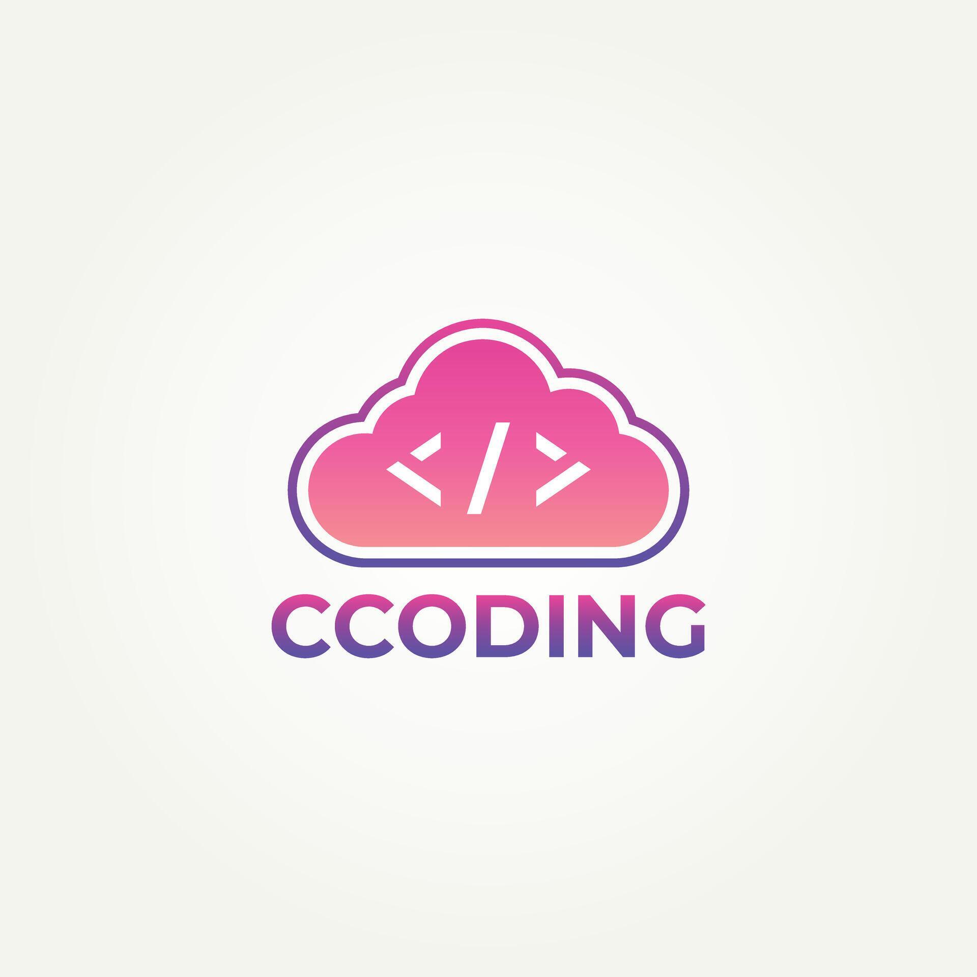 minimalist cloud coding programmers technology icon logo illustration design. simple modern ...