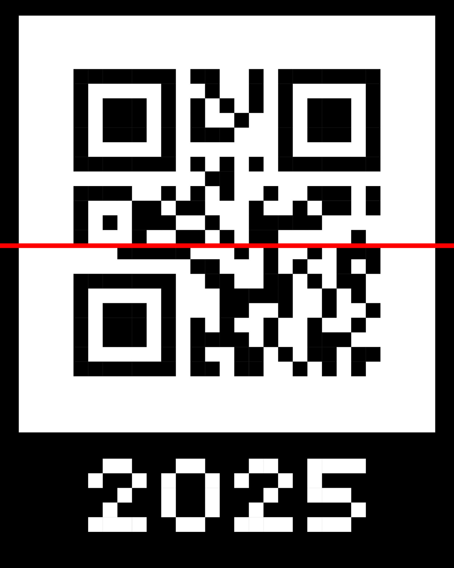real qr código 2025 números con rojo escanear línea. nuevo año código ...