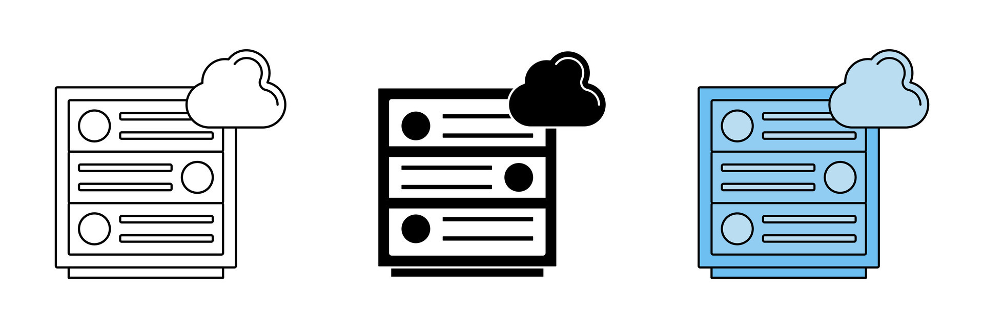 data center icon set. server symbol. simple design isolated on white ...