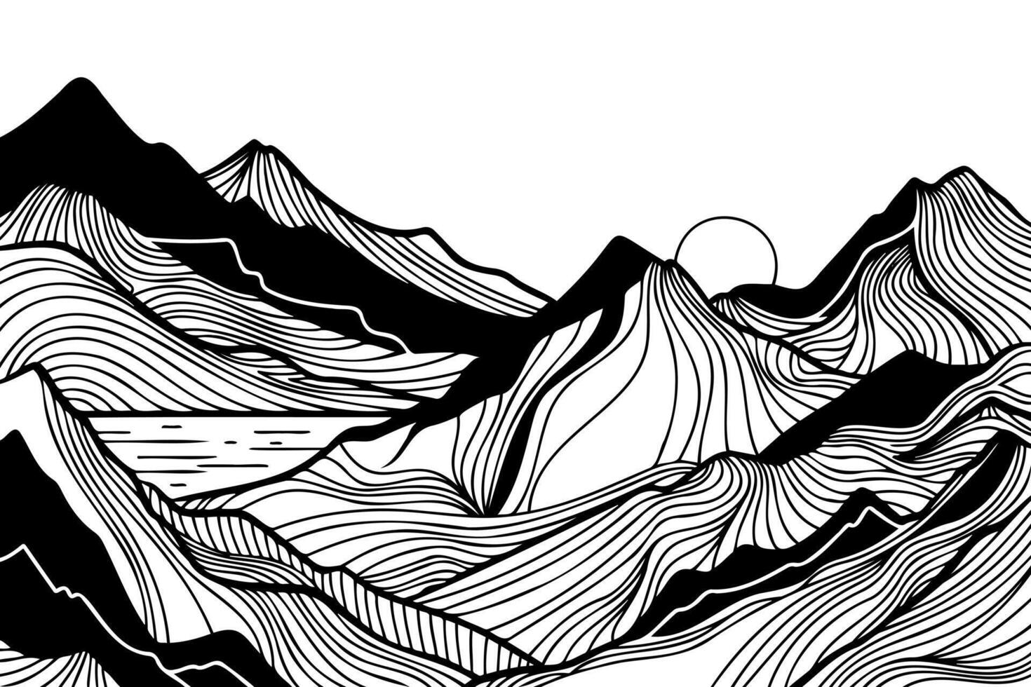 Minimalist modern line art print. Abstract mountain contemporary ... Minimalist modern line art print. Abstract mountain contemporary ...