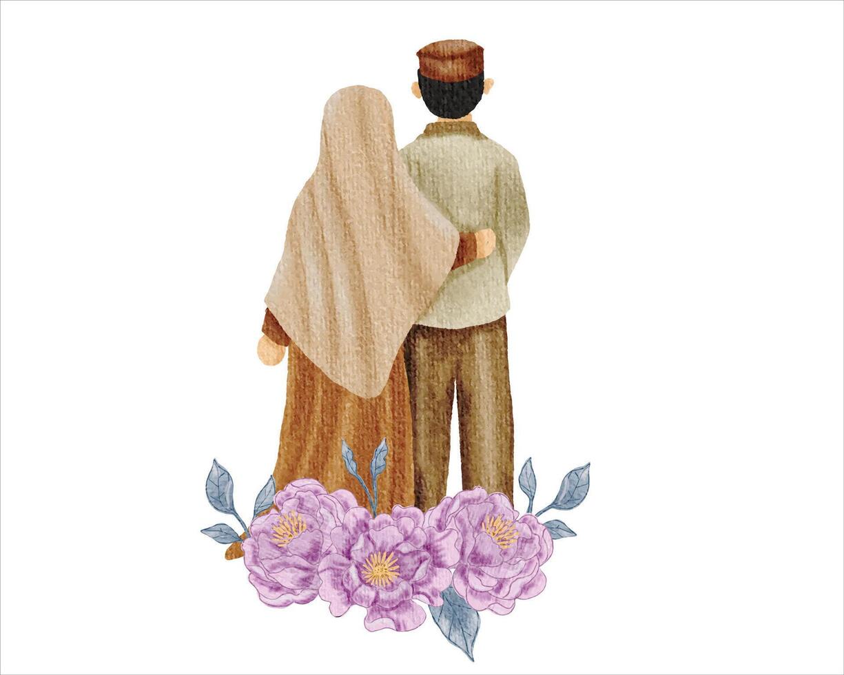 Cute Muslim Couple Watercolor Illustration 47815181 Vector Art at Vecteezy