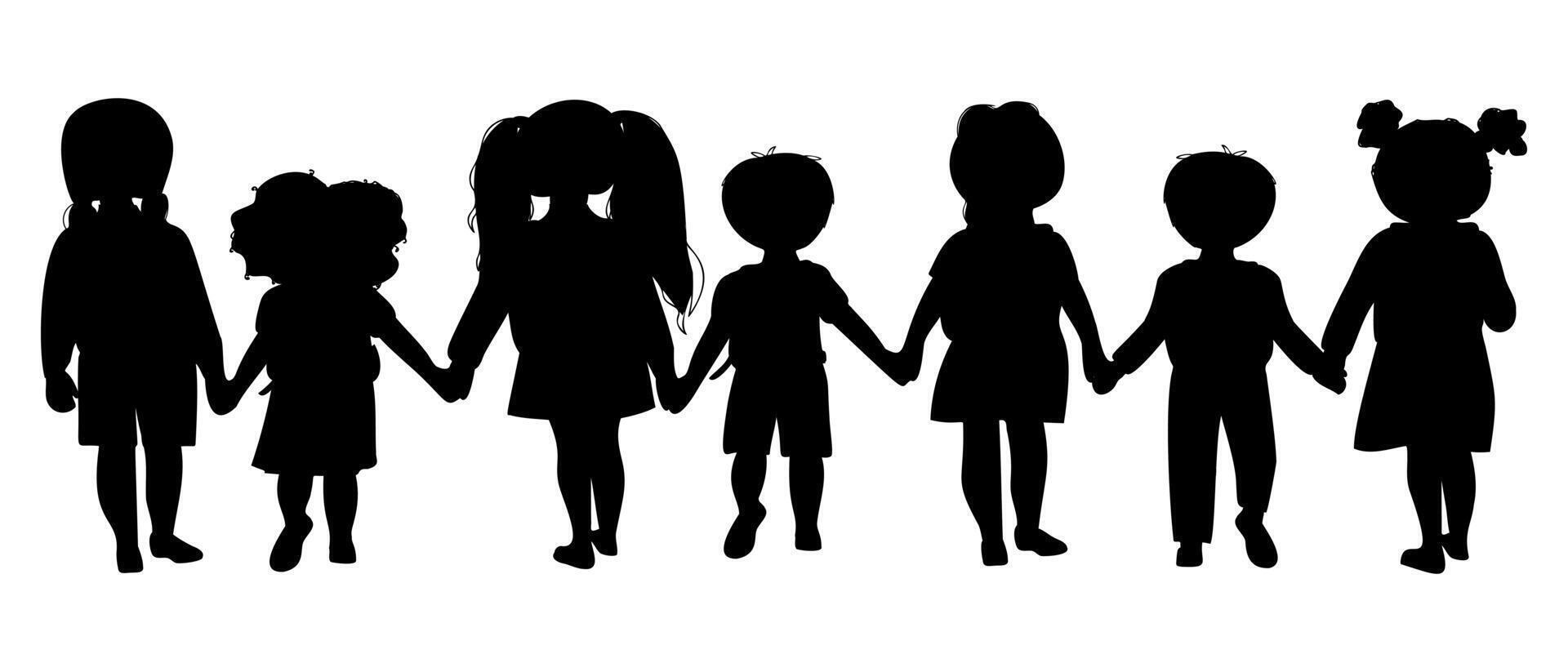 Childrens holding hands silhouette 47821981 Vector Art at Vecteezy