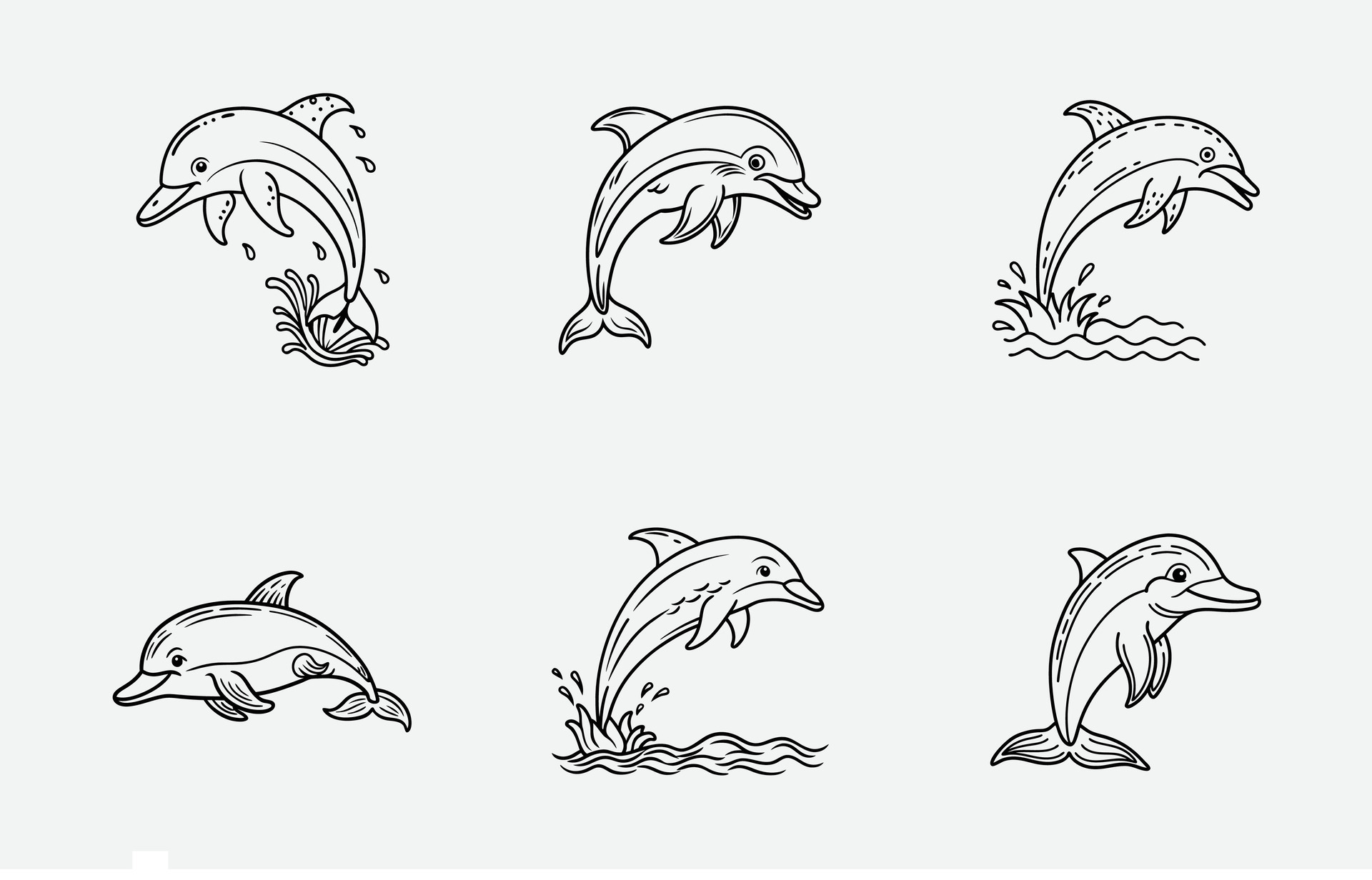 Print Ultimate Dolphin Line Art Set, Stunning Marine Illustrations for ...