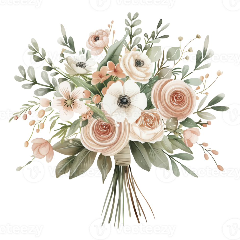 Un Boda Ramo De Flores Clipart Floral Arreglo Elemento Acuarela