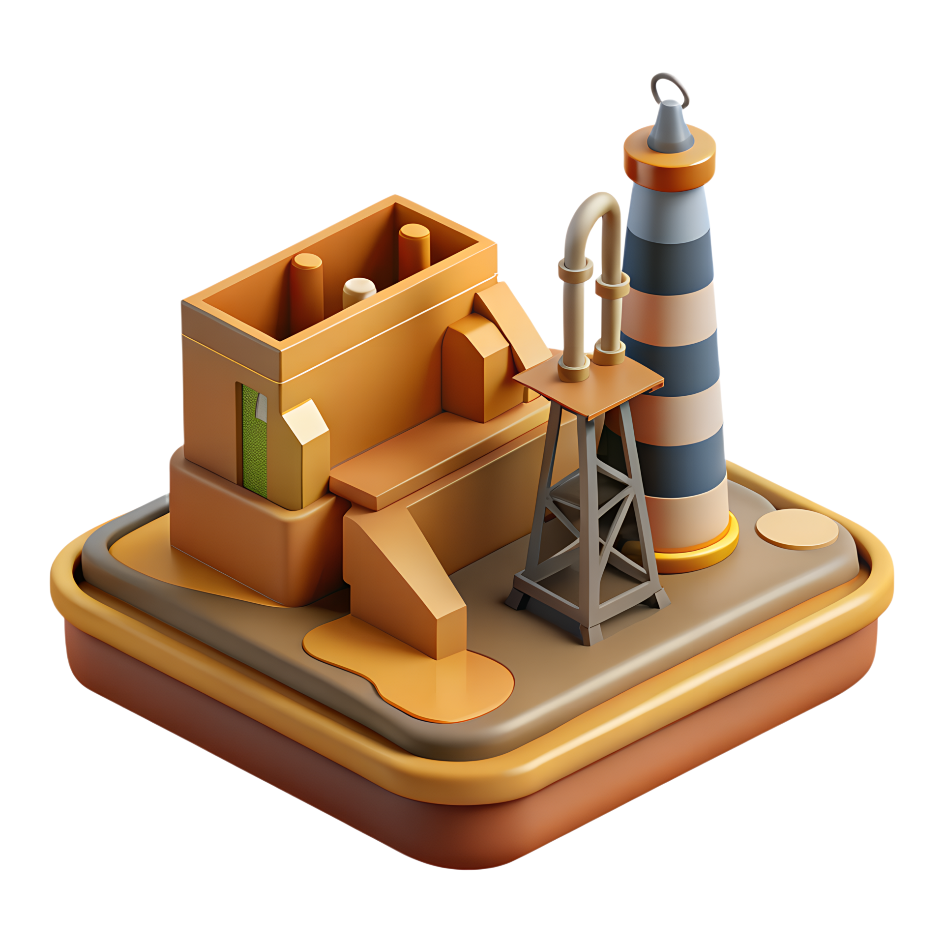 3d Isometric Illustration Of An Industrial Factory Building And Chimney Representing