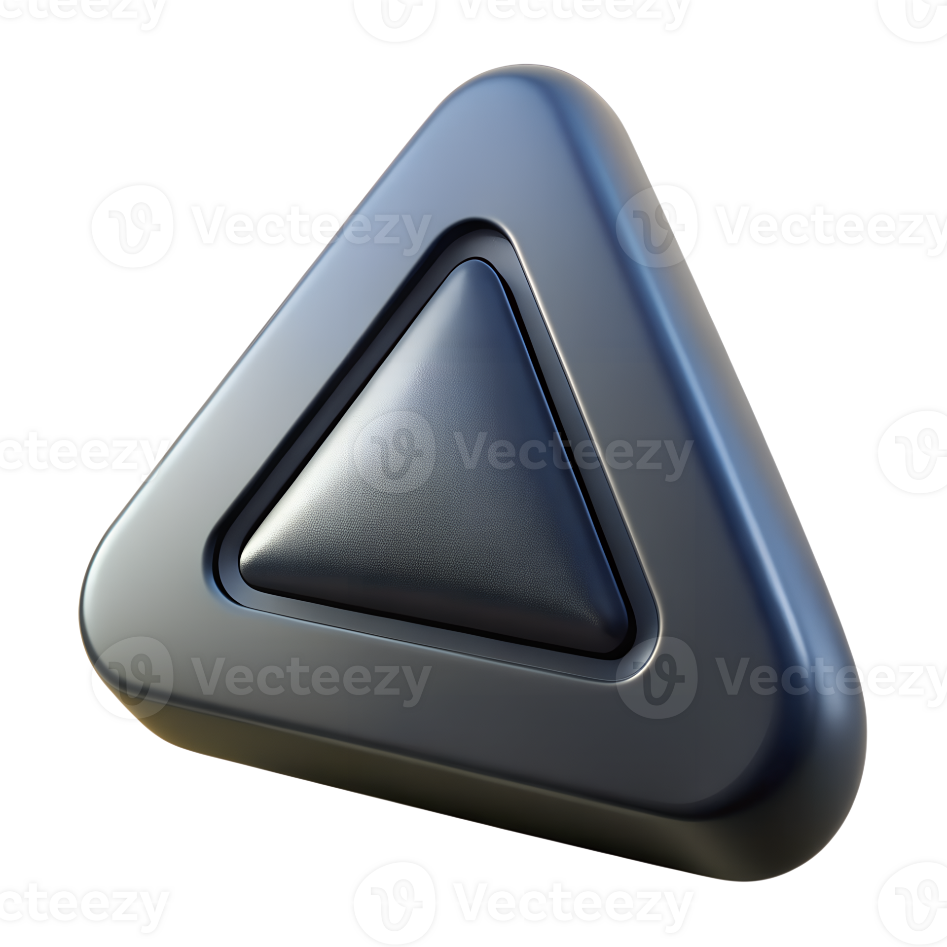 Sleek black triangular 3D button icon with rounded edges and modern ...