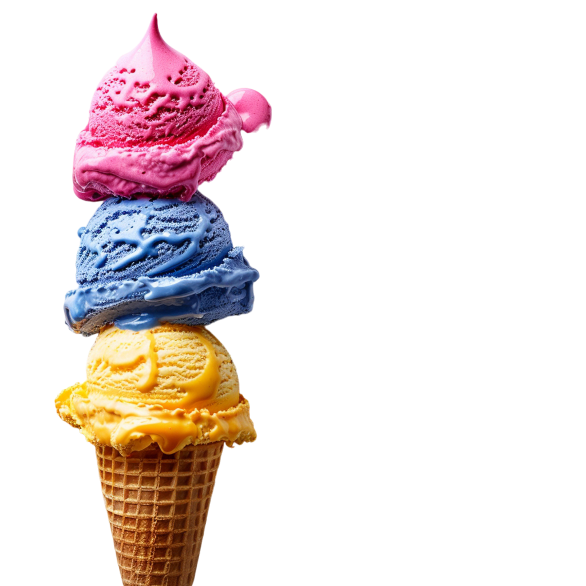 Triple Scoop Ice Cream Cone On White Background 47831766 Png