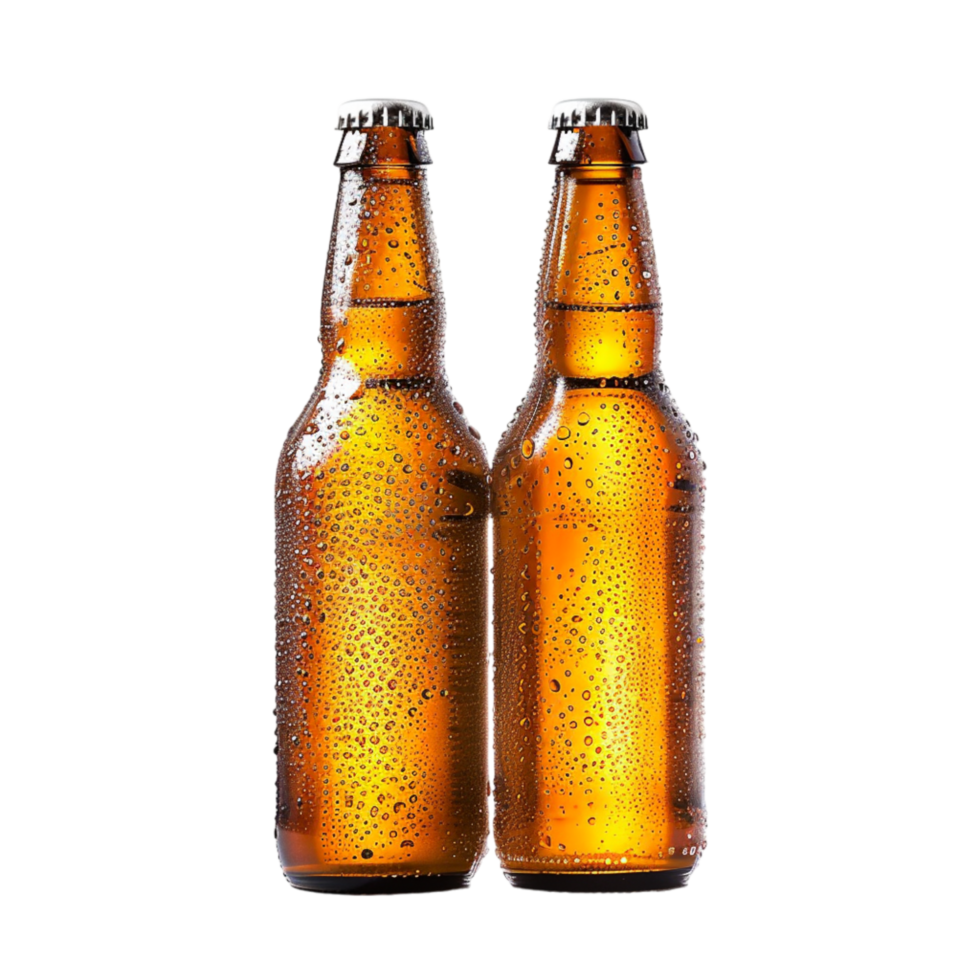 Two Cold Beer Bottles on White Background 47831831 PNG