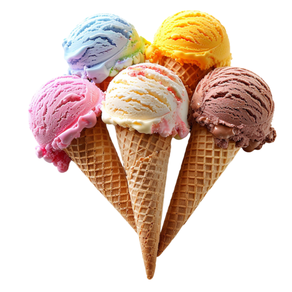 Five Colorful Ice Cream Cones Isolated on White Background 47831885 PNG
