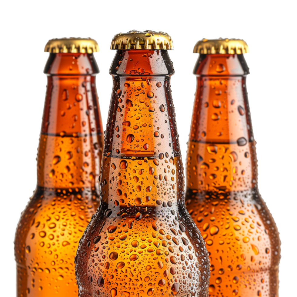 Three Cold Beer Bottles With Condensation 47831982 PNG