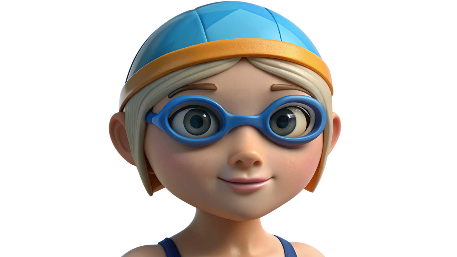 Cartoon Girl Wearing Swimming Goggles And Cap 47832275 Png