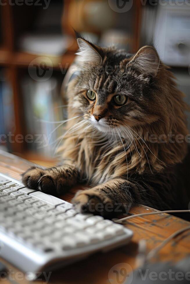 Cat Using Computer Keyboard 47838741 Stock Photo at Vecteezy
