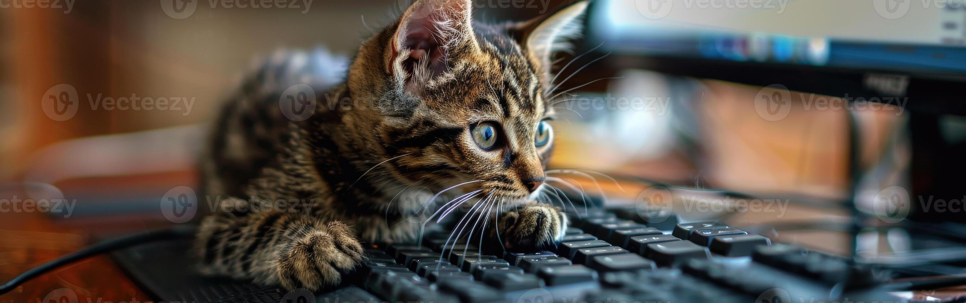 Tabby Cat Using a Computer Keyboard 47838780 Stock Photo at Vecteezy