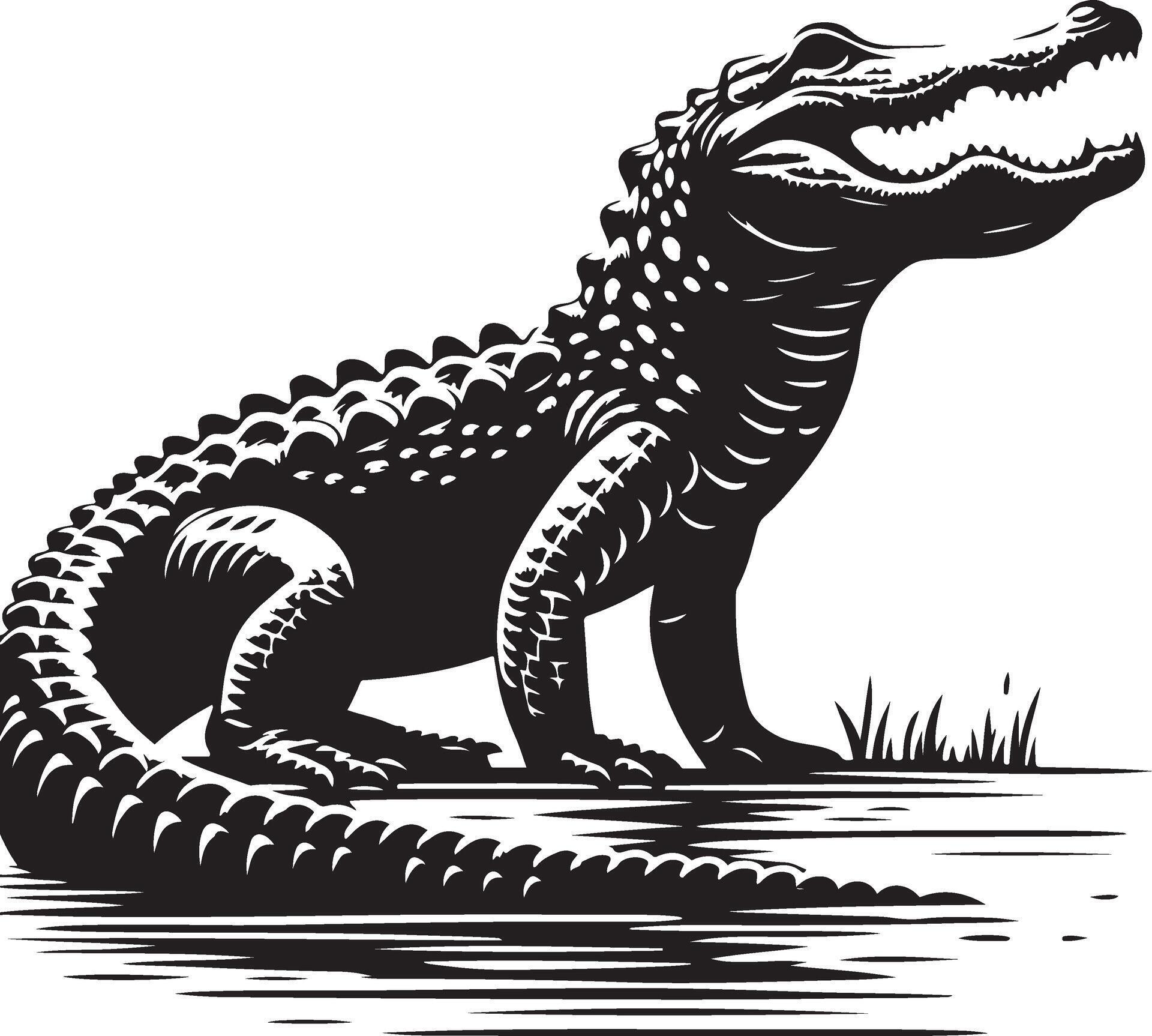 Alligator design silhouette art work EPS file, Generator AI 47850743 ...