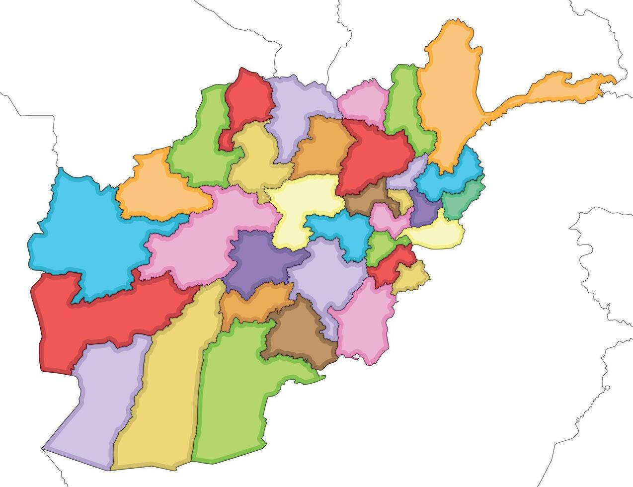 illustrated regional blank map of Afghanistan with provinces and ...