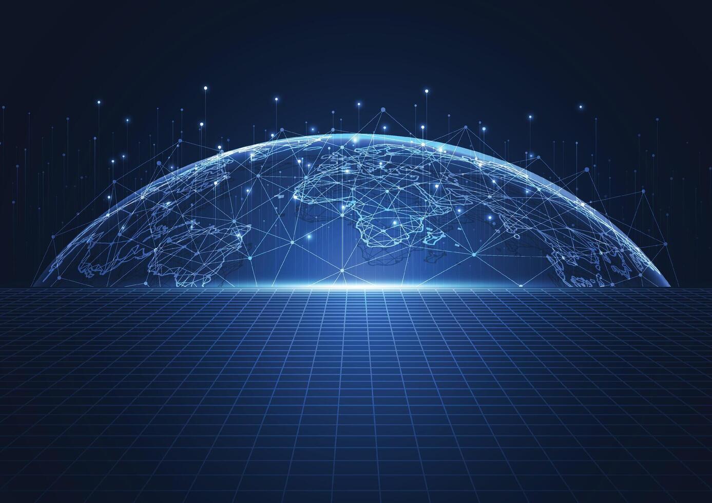 Global Network Connection World Map Point And Line Composition Concept