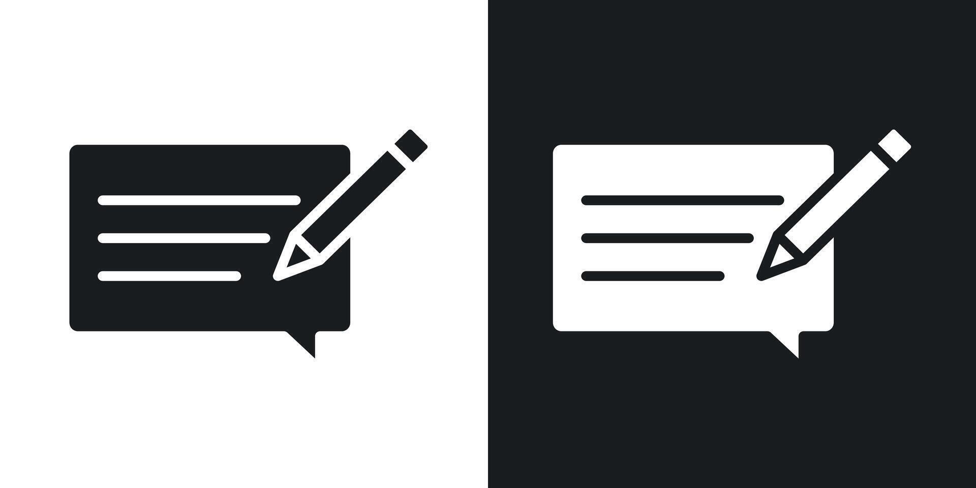Write Comment Icon Set In Solid Black And White Color 47858283 Vector