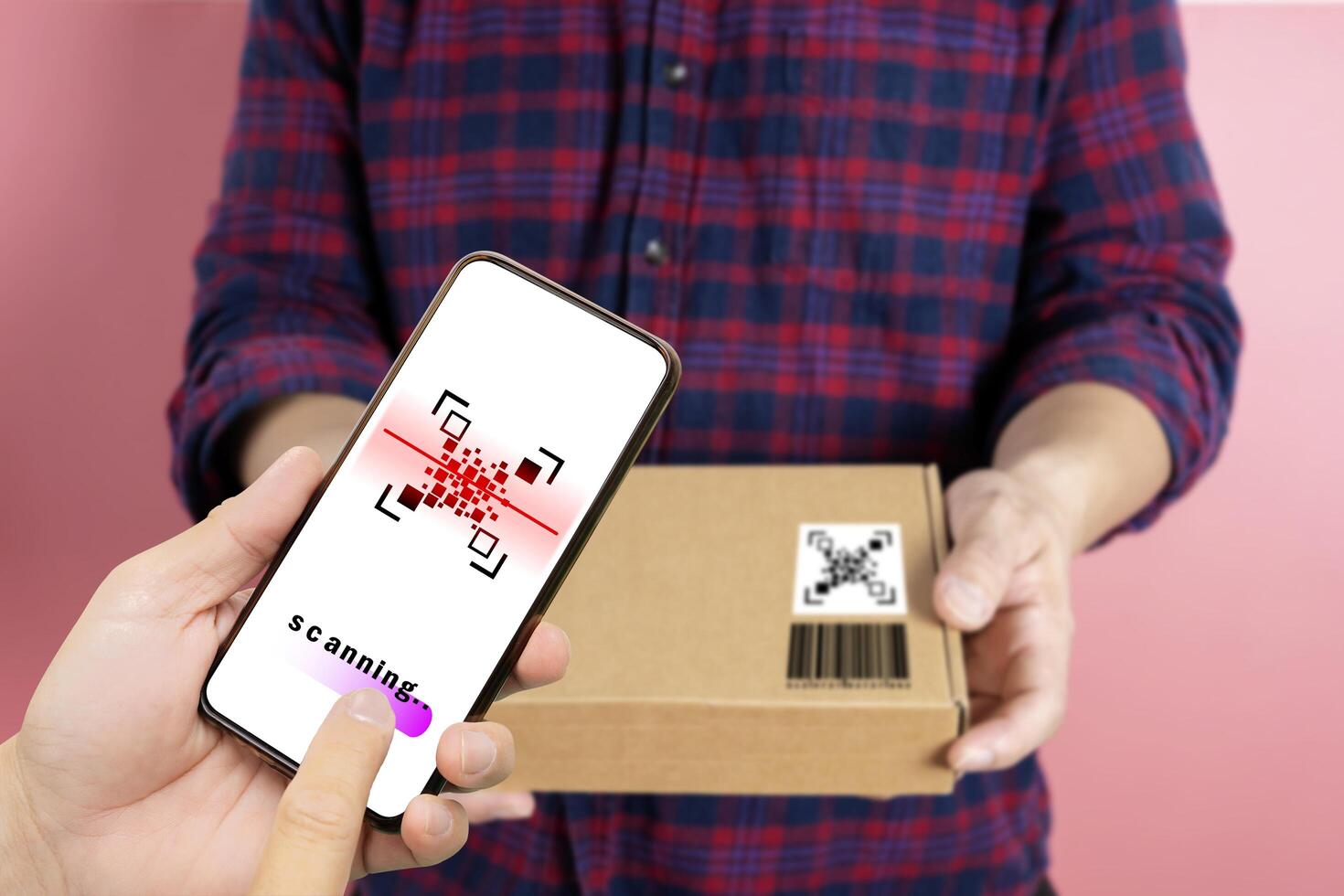 Mobile Smartphone Screen For Payment Online Pay Scan Barcode With Qr Code Scanner On Digital
