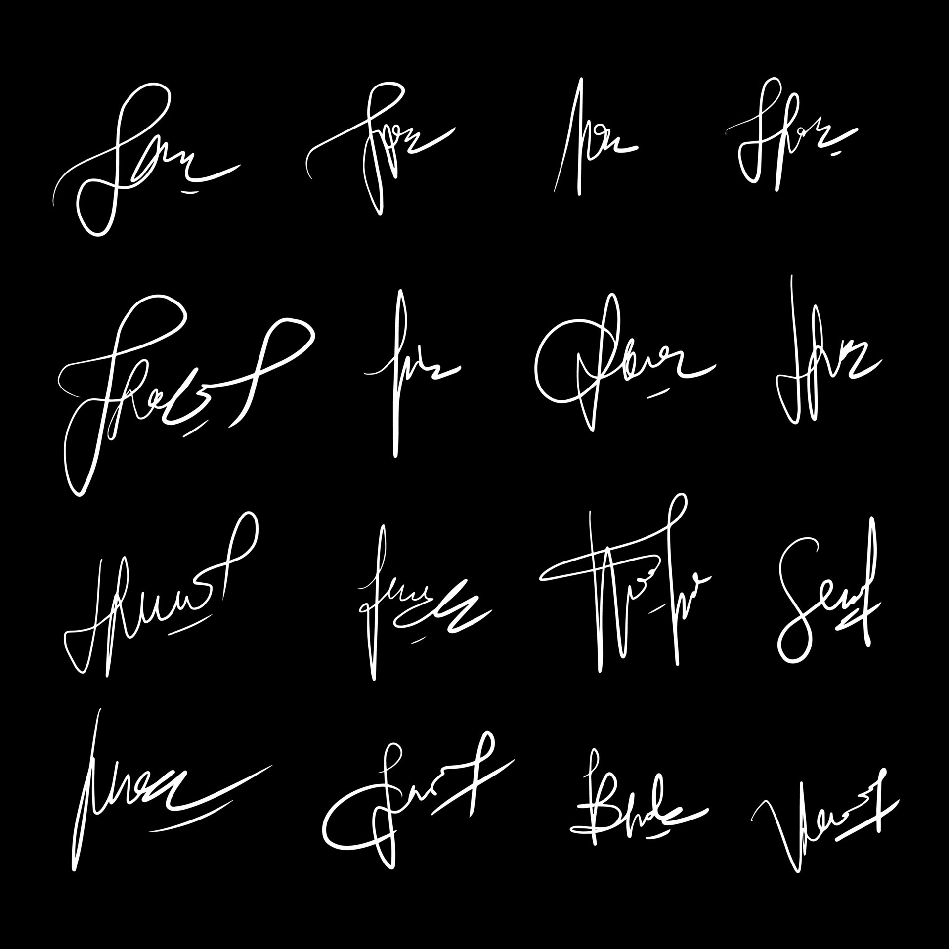 Hand-drawn signatures,set fictitious contract signatures business autograph illustration ...