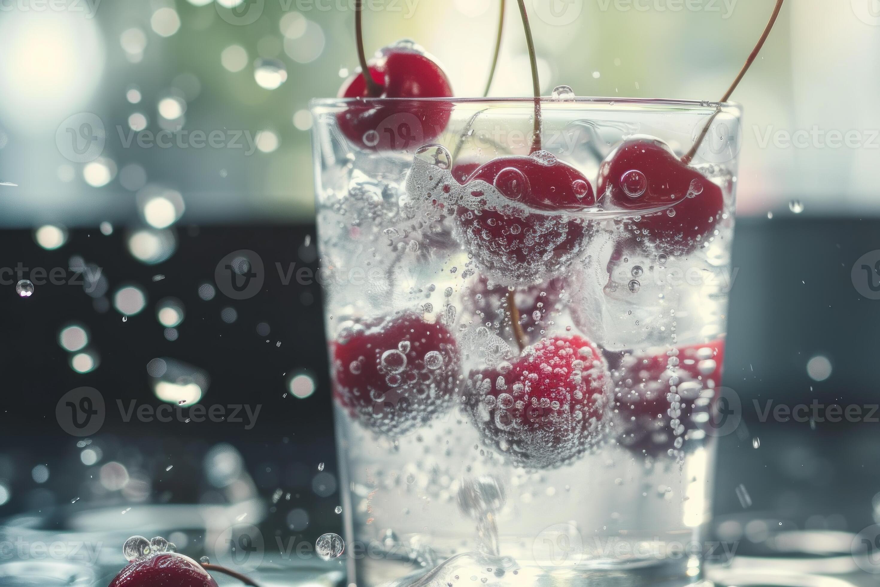 Sparkling fresh cherries in soda water 47899846 Stock Photo at Vecteezy