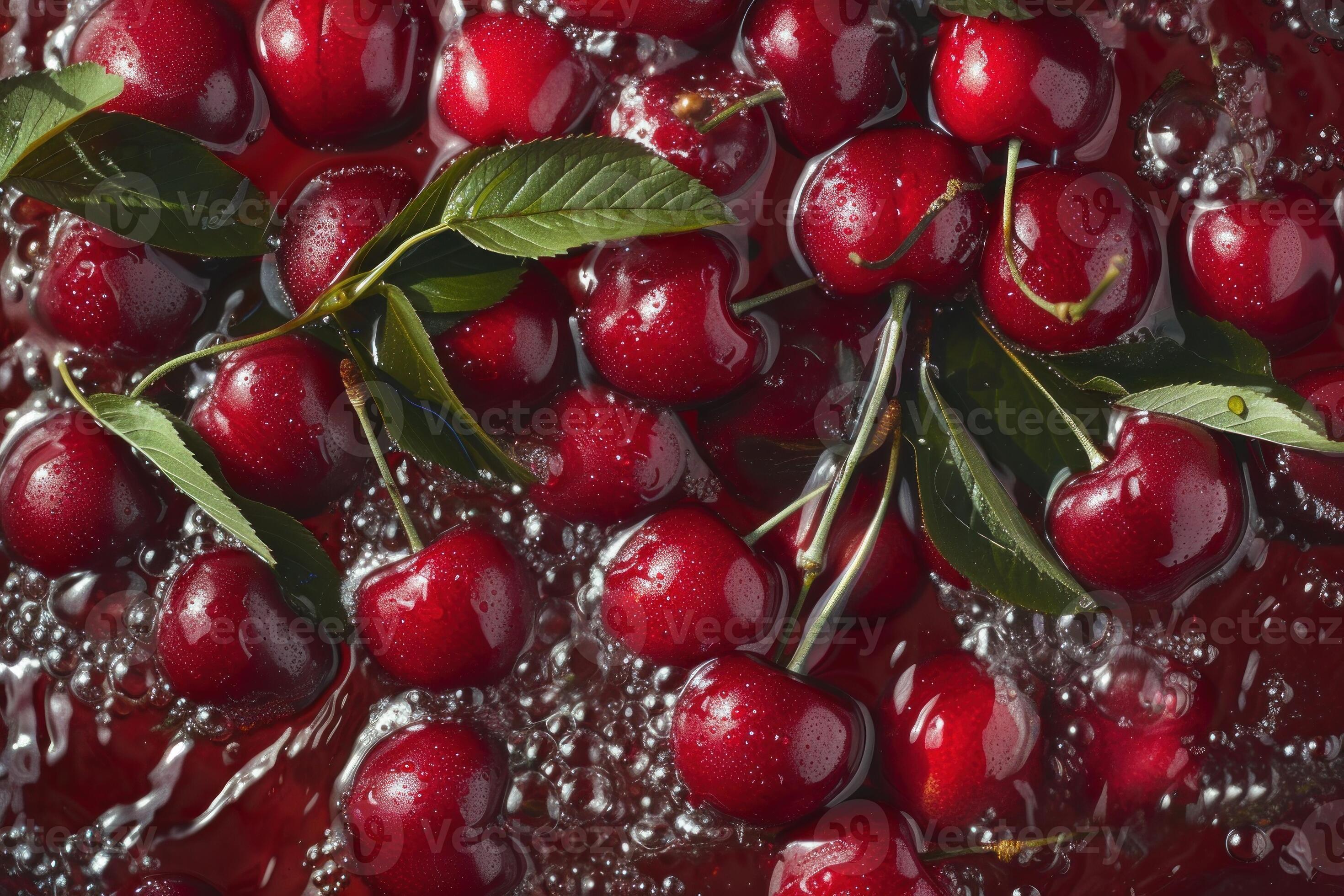 Fresh cherries submerged in water with bubbles 47899853 Stock Photo at Vecteezy