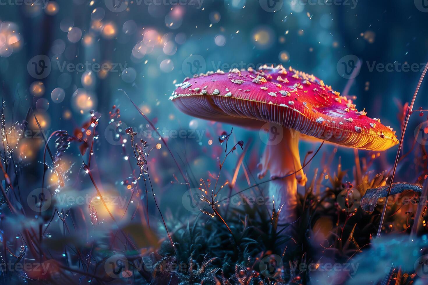 Enchanted forest mushroom in twilight glow 47901771 Stock Photo at Vecteezy