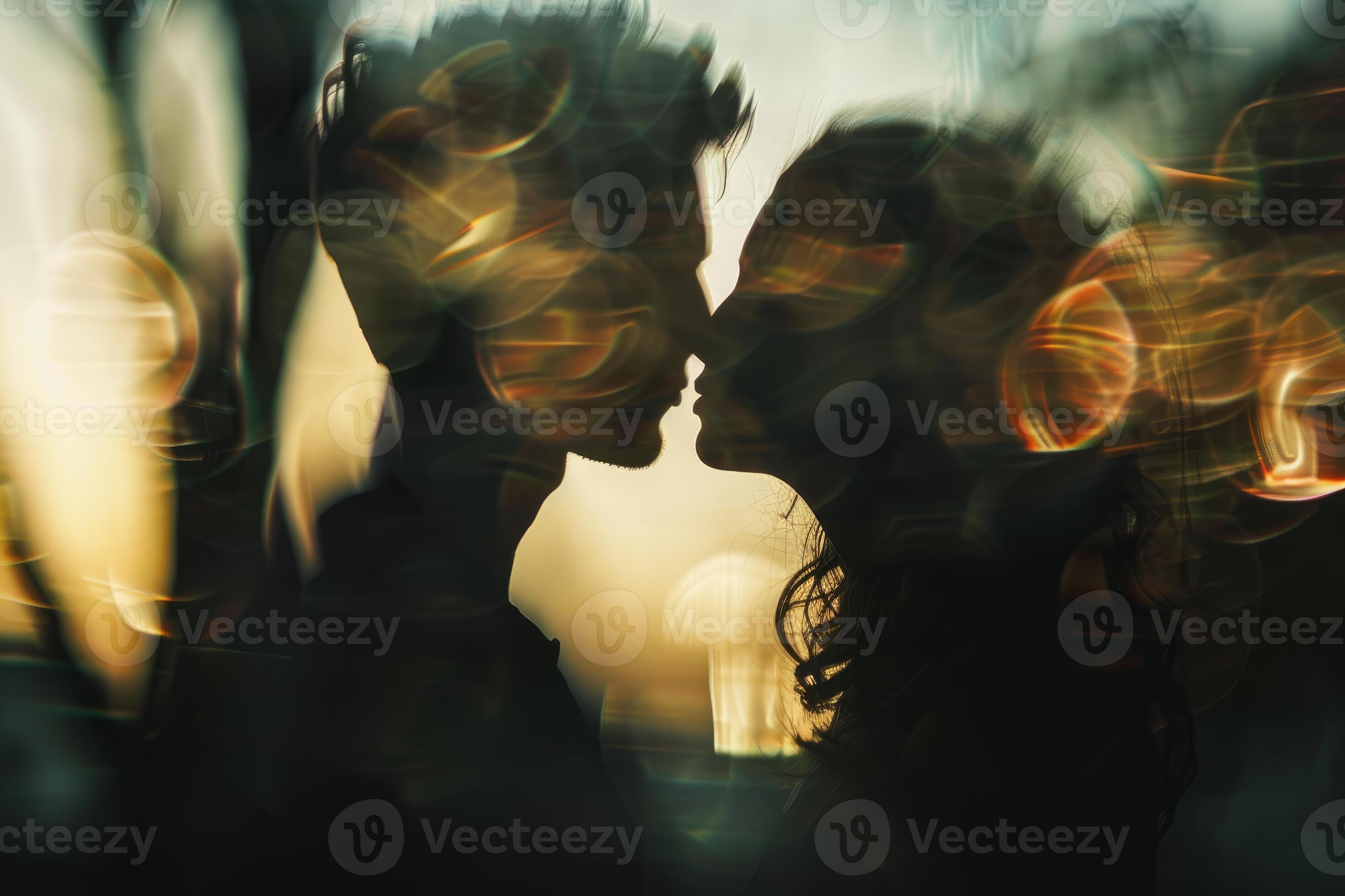 Man and a woman are kissing in the dark 47906268 Stock Photo at Vecteezy