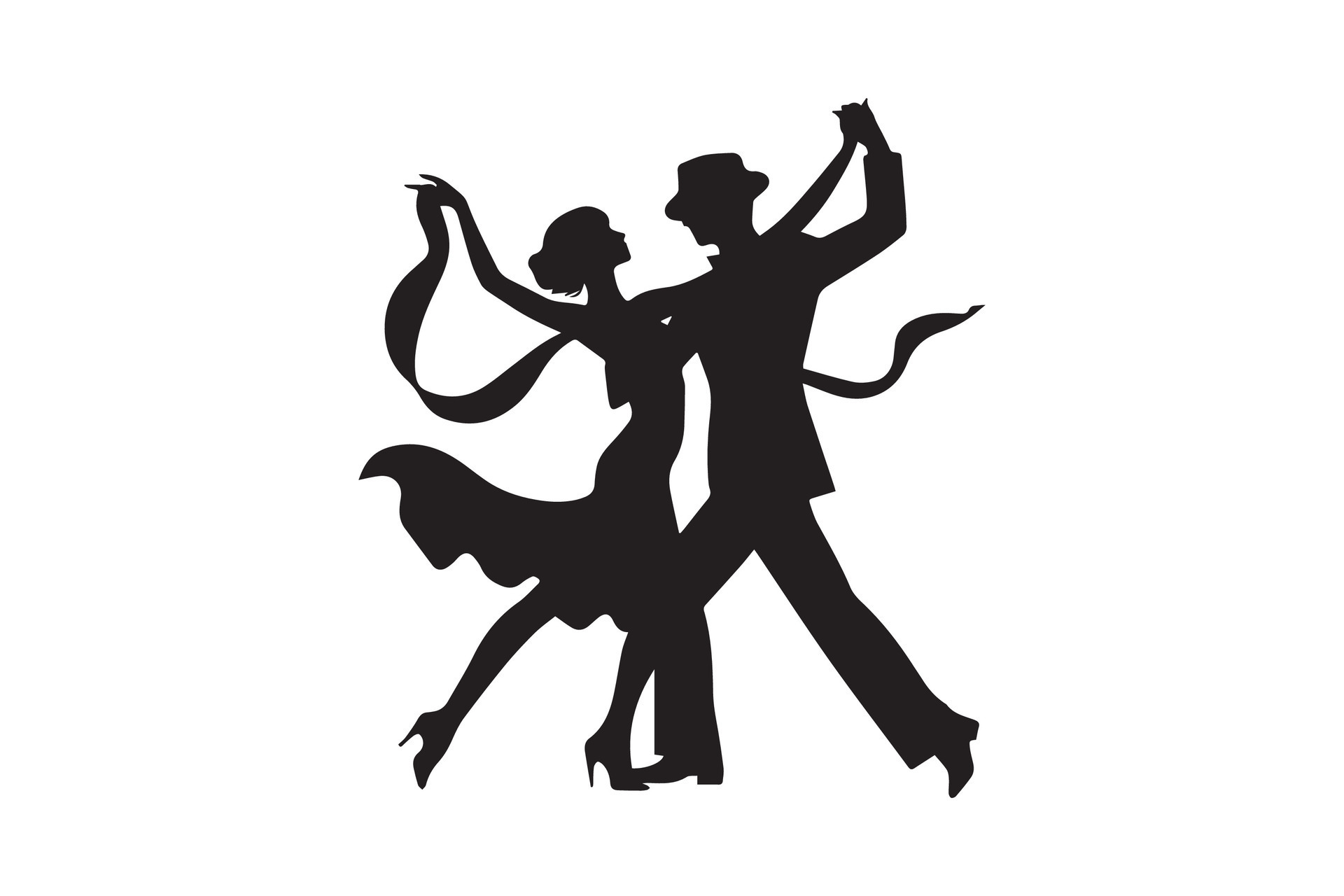 Dancing couple silhouette isolated in white background 47915305 Vector ...
