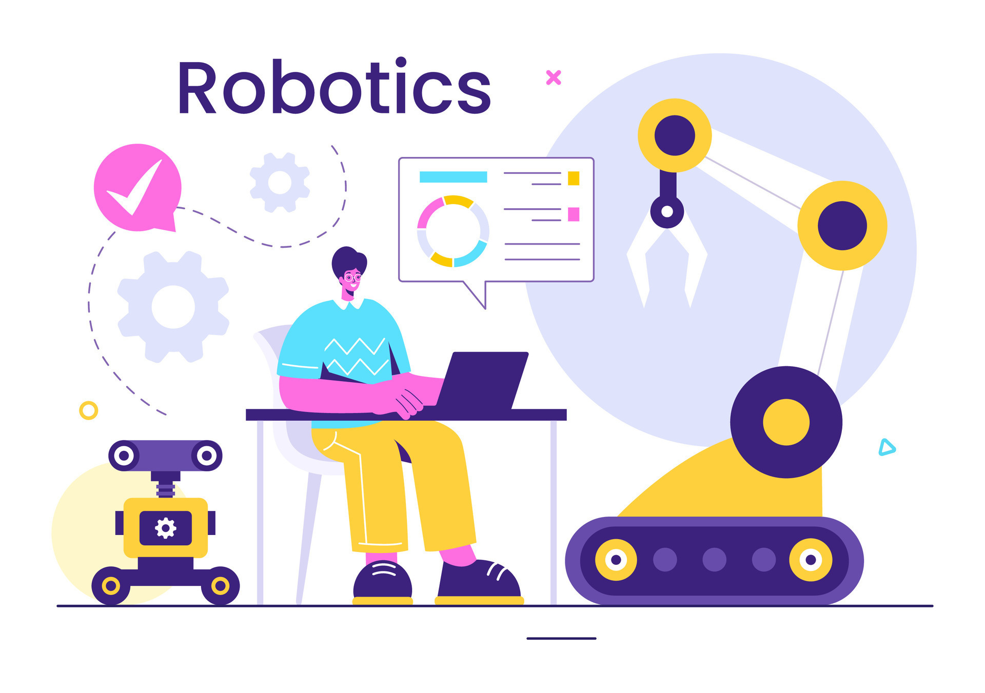 robótica vector ilustración de artificial inteligencia robots comunicado con tecnología y ...