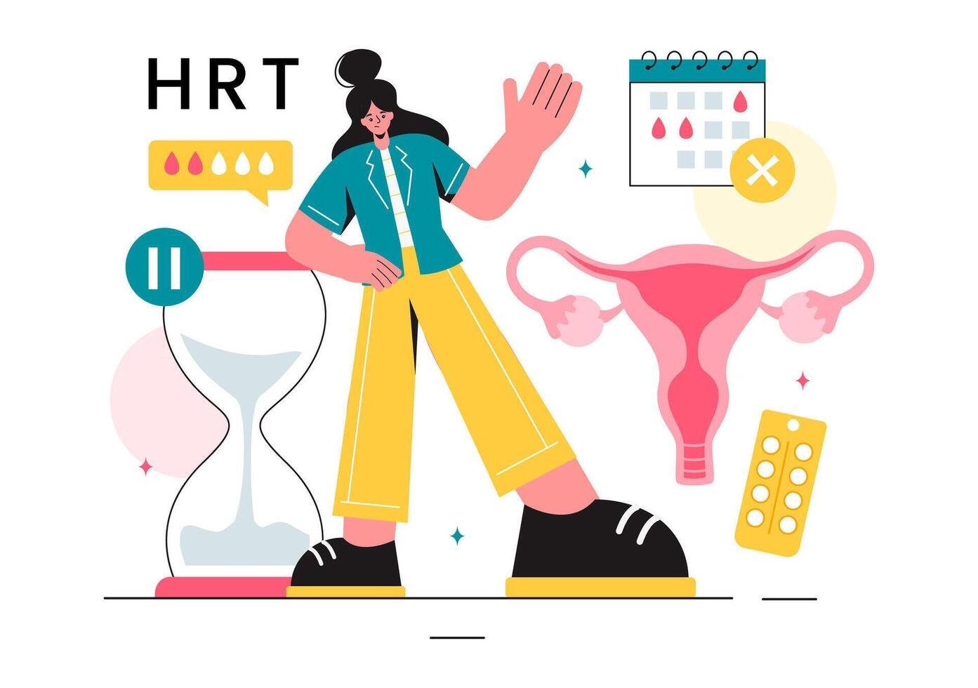 Hrt Or Hormone Replacement Therapy Acronym Vector Illustration With