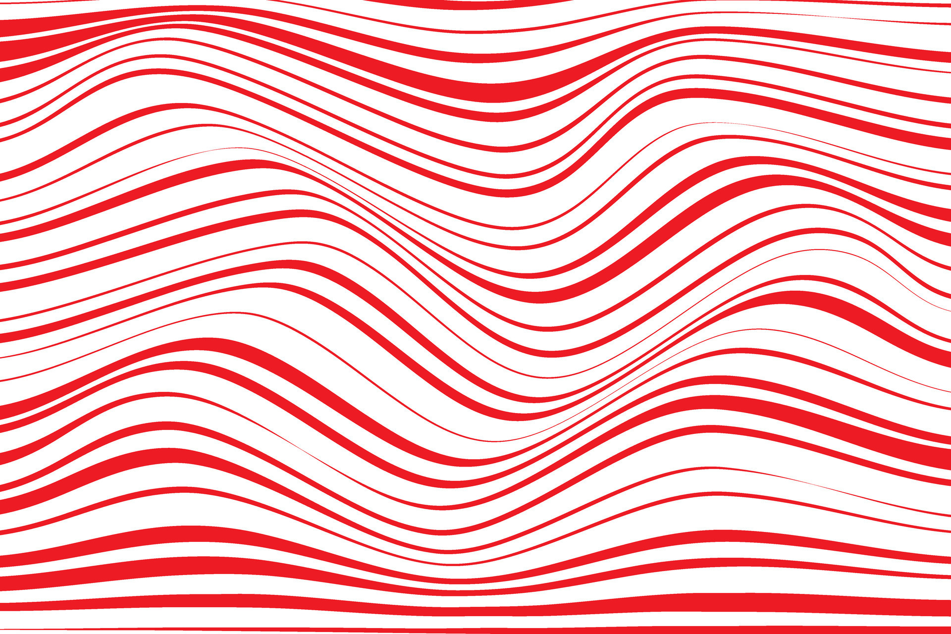 Simple Abstract Red Color Creative Geometric Thin To Thick Horizontal Wavy Distort Line Pattern