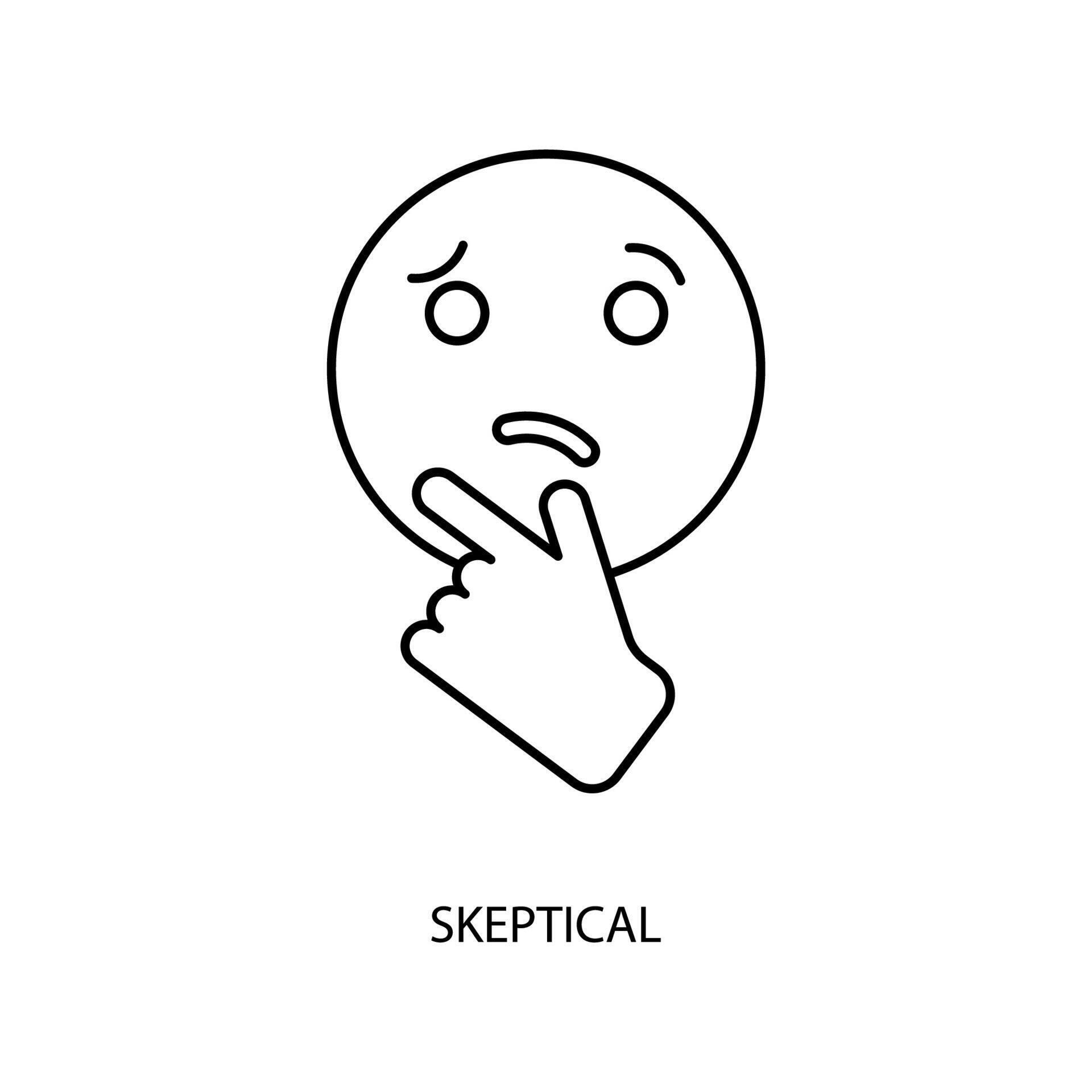 skeptical concept line icon. Simple element illustration. skeptical concept outline symbol ...