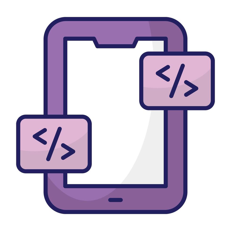 Conceptual flat design icon of mobile coding 47934644 Vector Art at ...