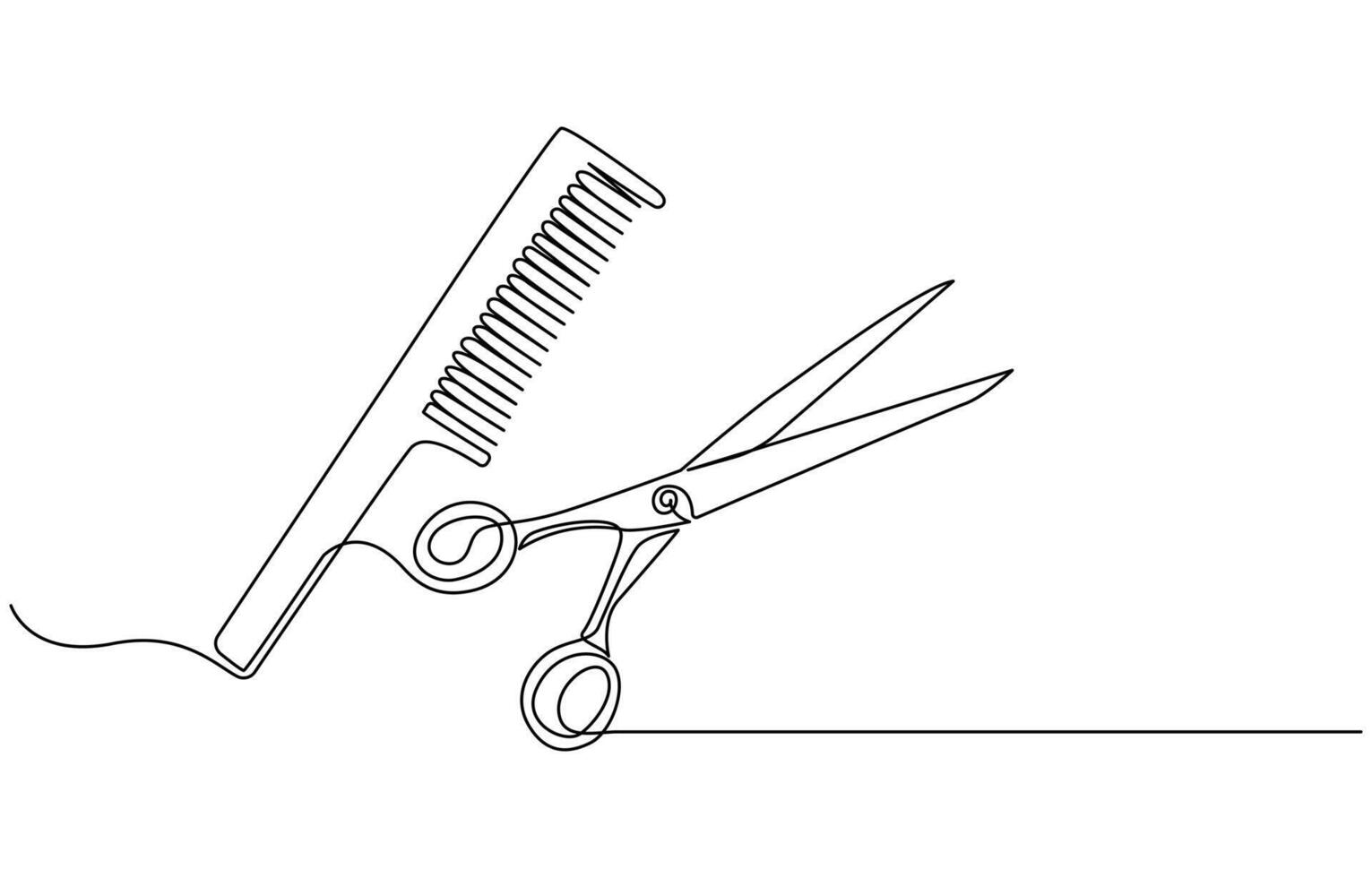 Scissors And Comb Business Icon Continuous Thin Line Drawing