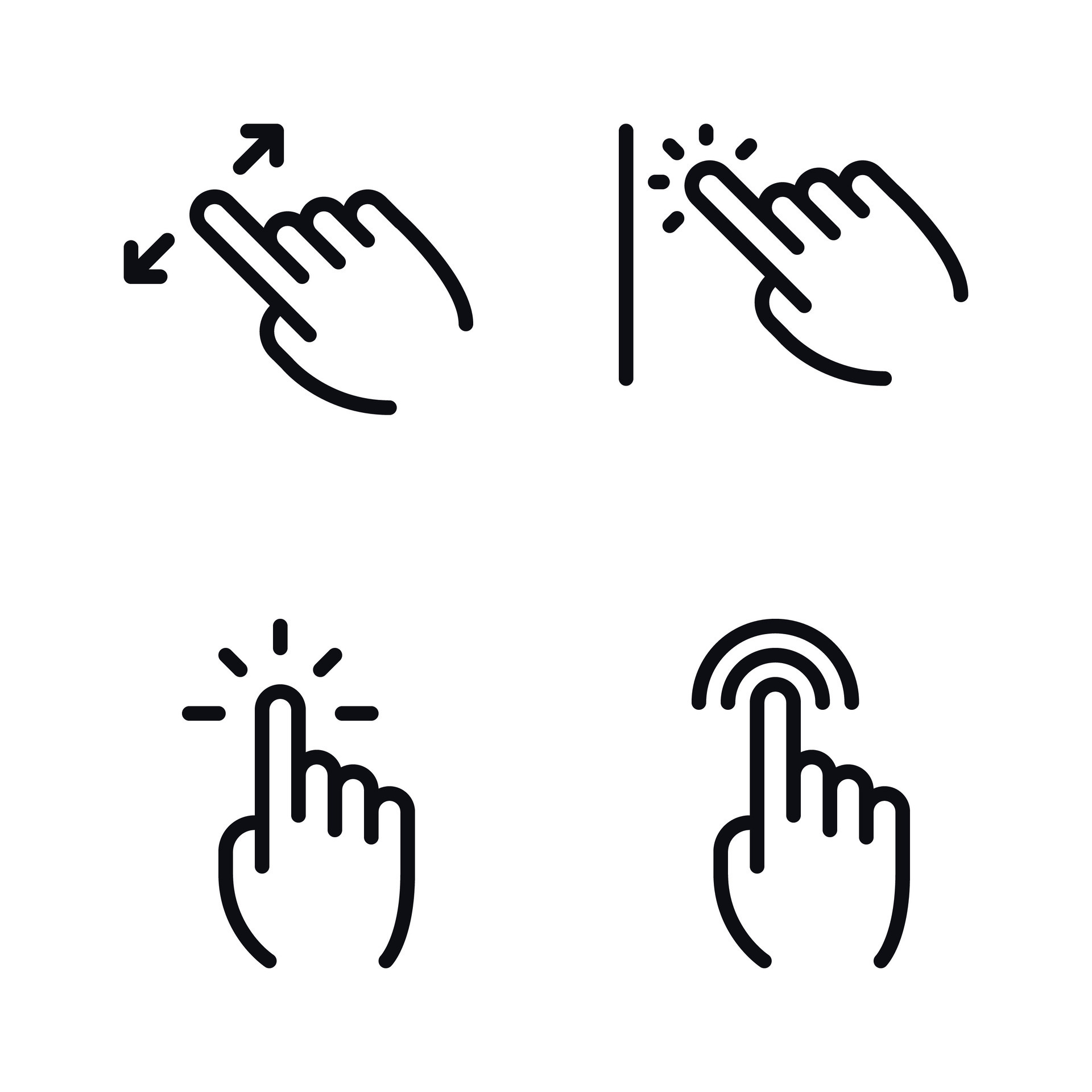 Touchscreen Hand Gestures Icon Set Interactive Mobile Commands 47973505 Vector Art At Vecteezy