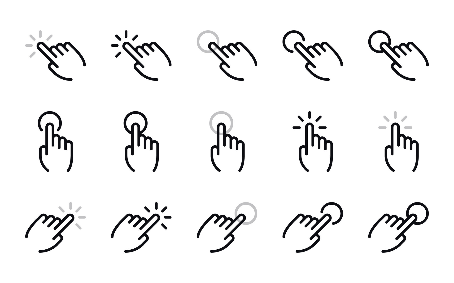 Touchscreen Hand Gestures Icon Set Interactive Mobile Commands 47973508 Vector Art At Vecteezy