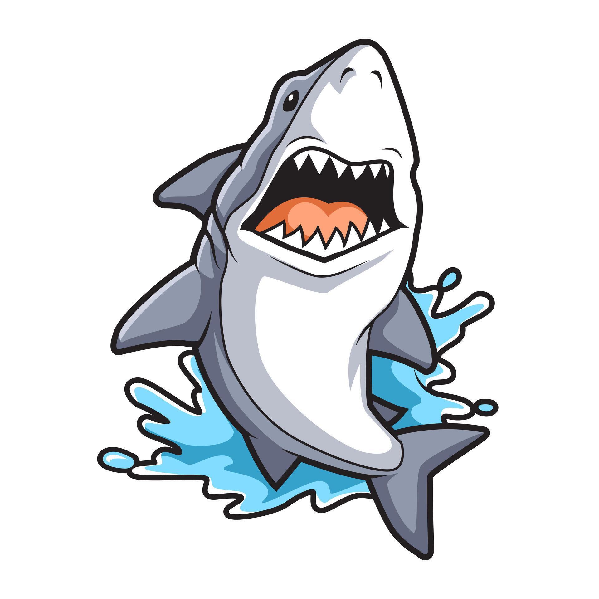 Smiling Shark Cartoon Mascot Character 47981698 Vector Art At Vecteezy