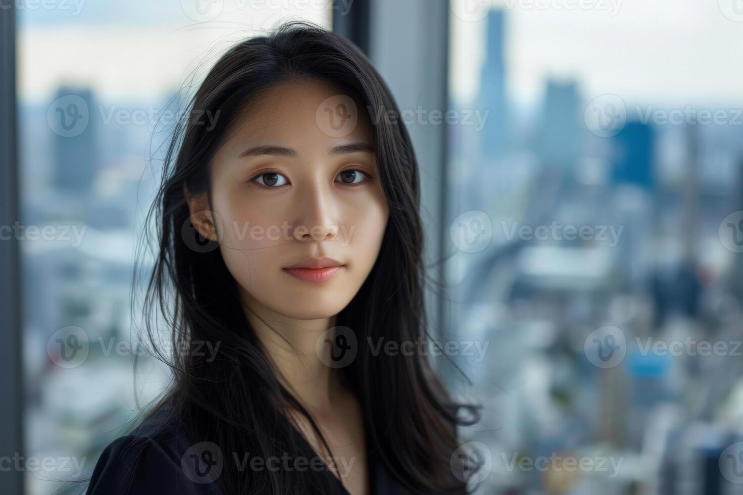 Young Asian Woman Standing in Front of City View 47987665 Stock Photo ...